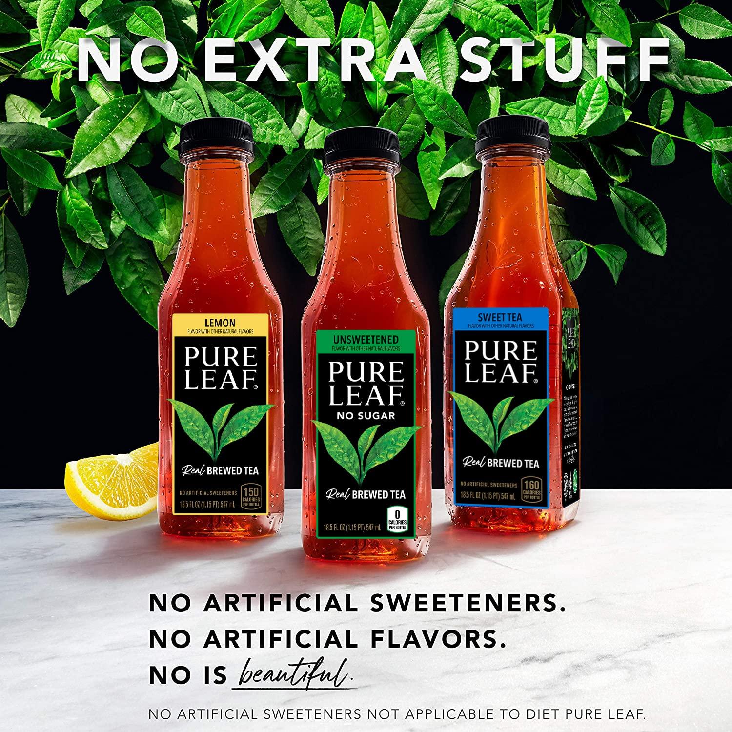 Pure Leaf Unsweetened Black Tea 18.5 oz Bottles (12 Pack) - 0 Sugar, 18 ...