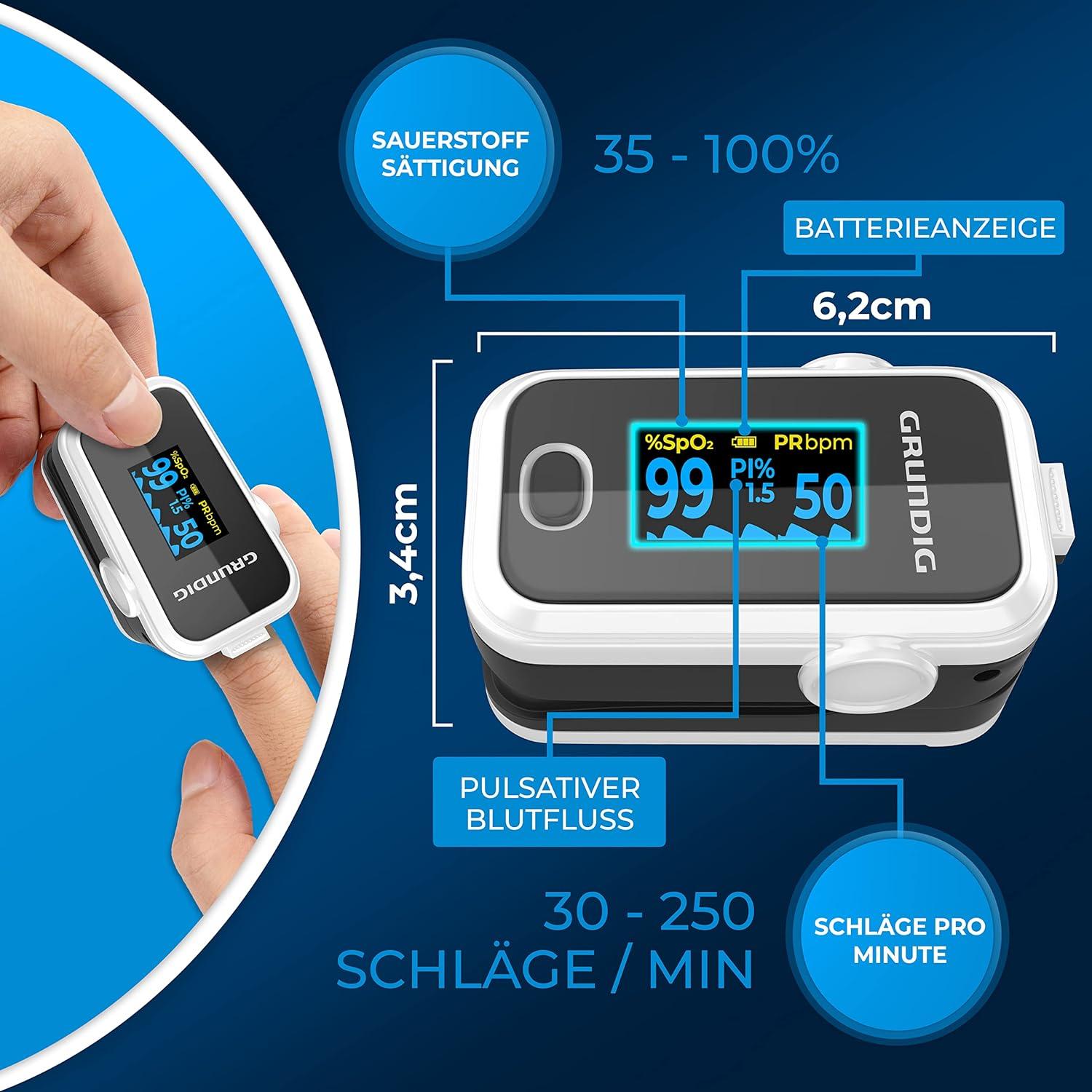 Buy Grundig Pulse Oximeter - High-Precision Finger Oxygen Saturation ...