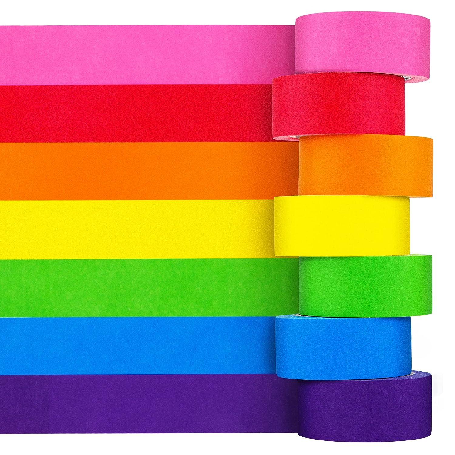 Craftzilla Colored Masking Tape 7 Roll Multi Pack - 210ft x 1in Rainbow ...