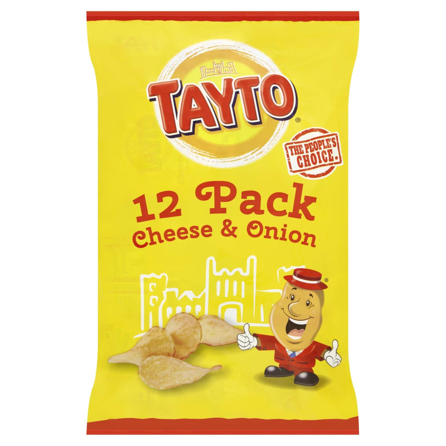 Tayto Cheese & Onion Potato Crisps 12 x 25g - Irresistible Flavour Pack ...