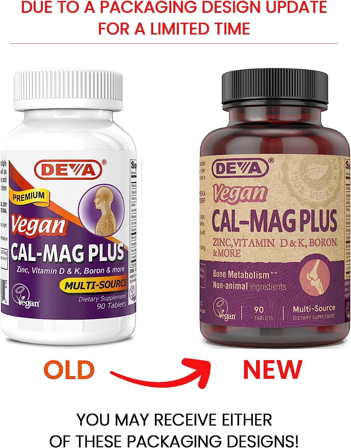 DEVA Vegan Cal MAG Plus Supplement - 90 Tablets - Calcium, Magnesium ...