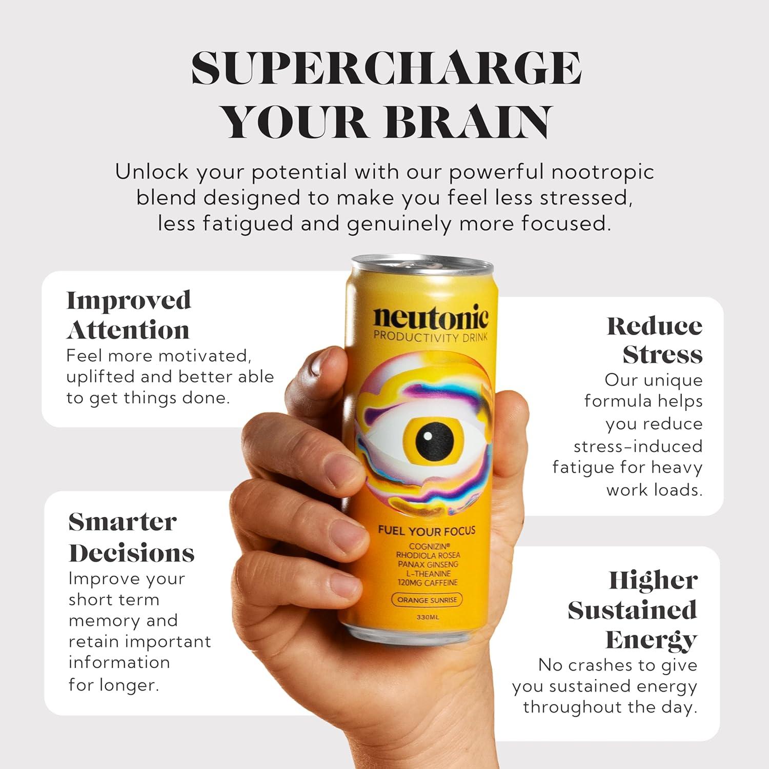 Neutonic Productivity Energy Drink - Sugar Free Orange Sunrise 330ml ...