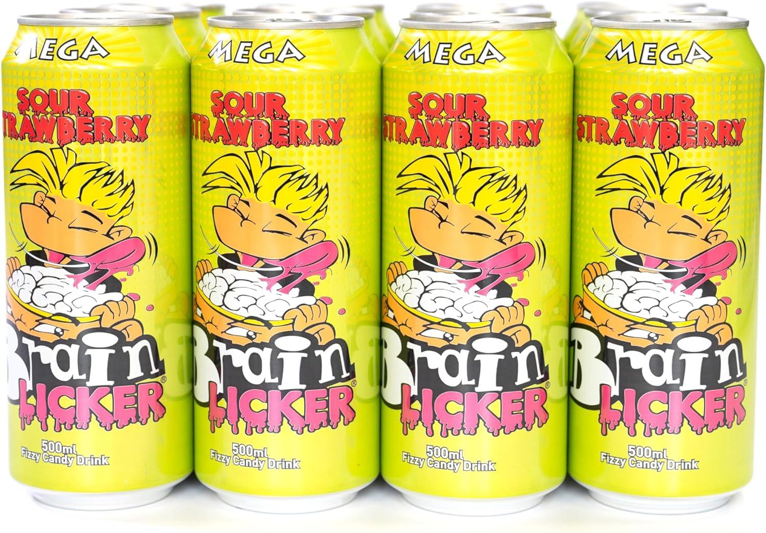 Mega Brain Licker Sour Strawberry Candy Drink American Style Soda 500ml x 12 | Buy Now with ...