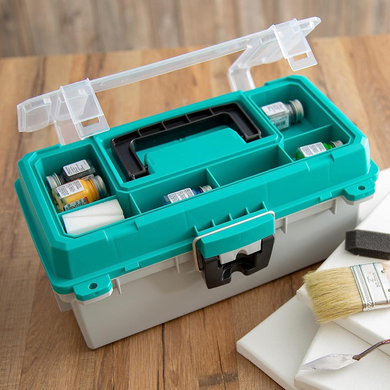 Sheffield 12671 13" Tackle Box, Teal & Gray Fishing Tackle Box, Fishing ...