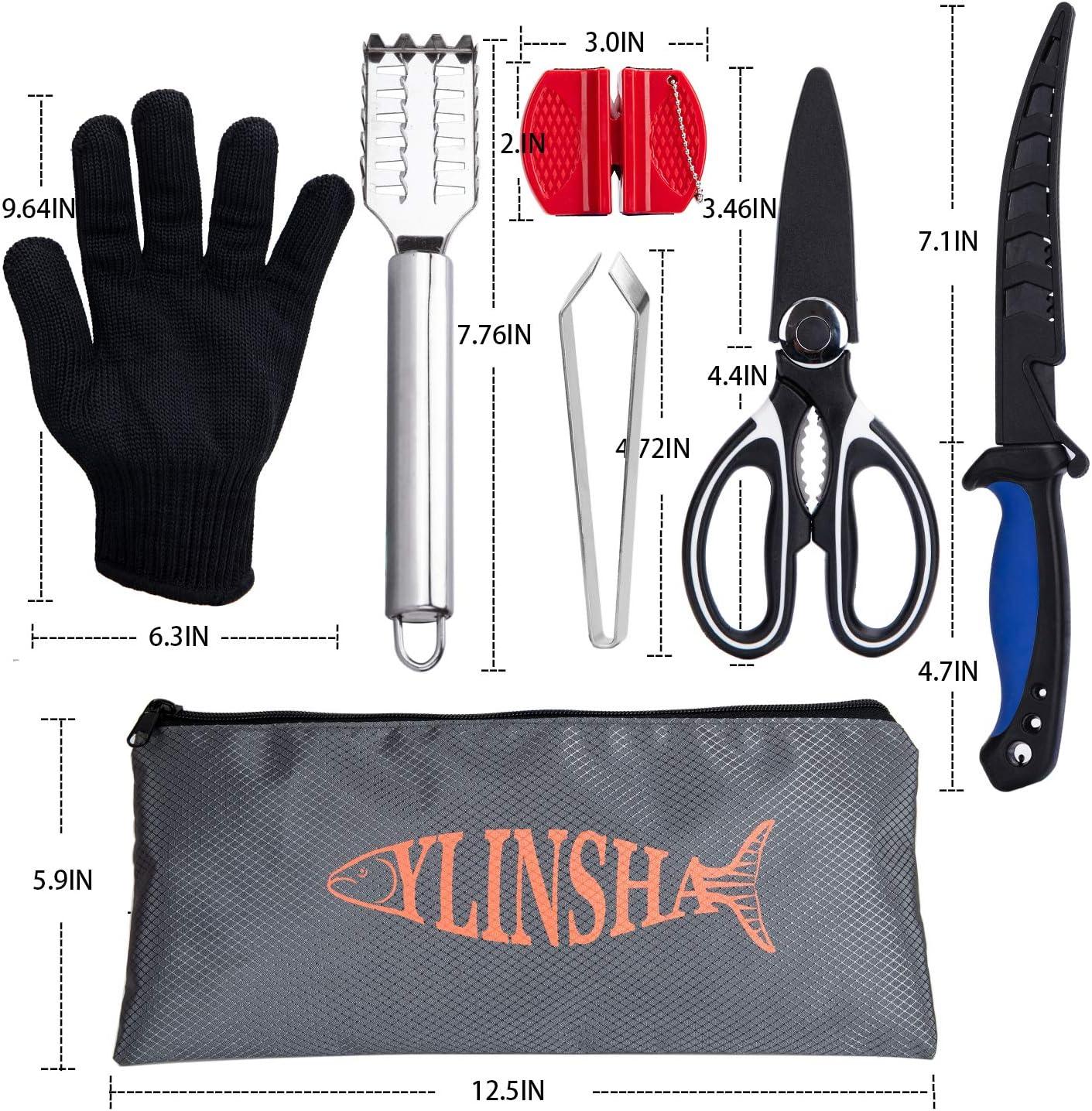 ylinsha 7 PC Fish Cleaning Kit with Coated Bait Knife, Scale Brush ...