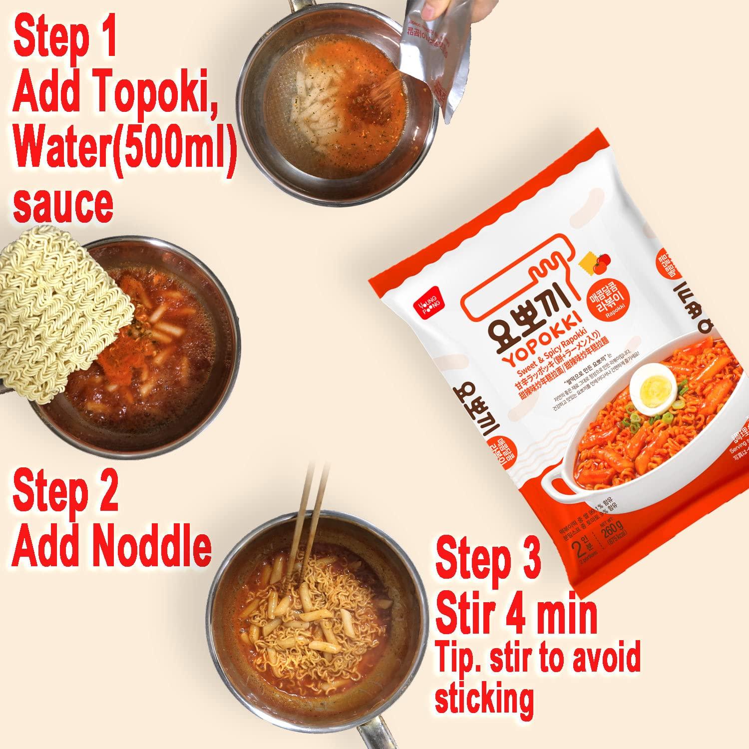 Yopokki Sweet & Mild Spicy Rabokki Pack - Korean Snack with Ramen ...