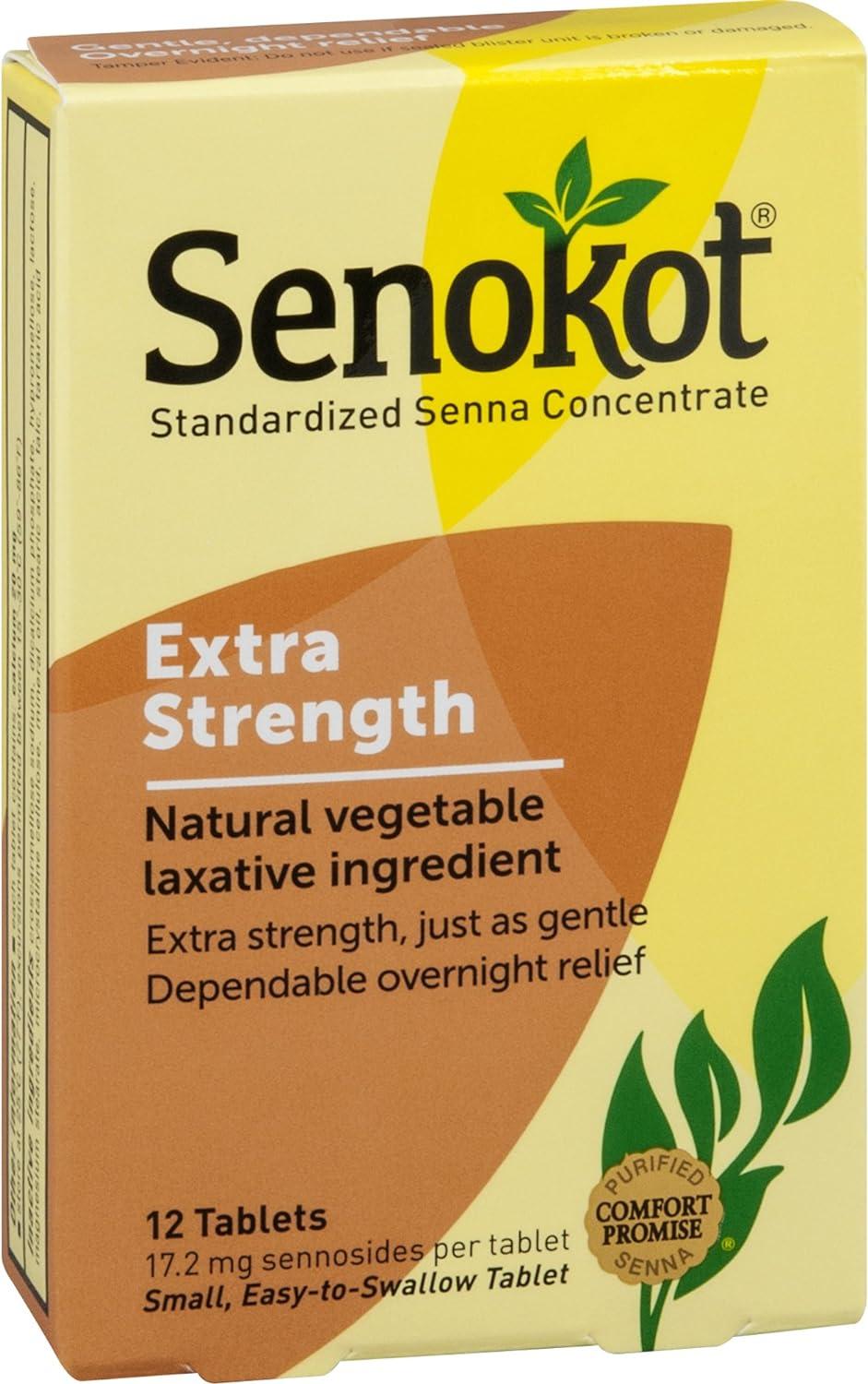 Senokot Extra Strength Natural Vegetable Laxative - 36 Count Pack for ...