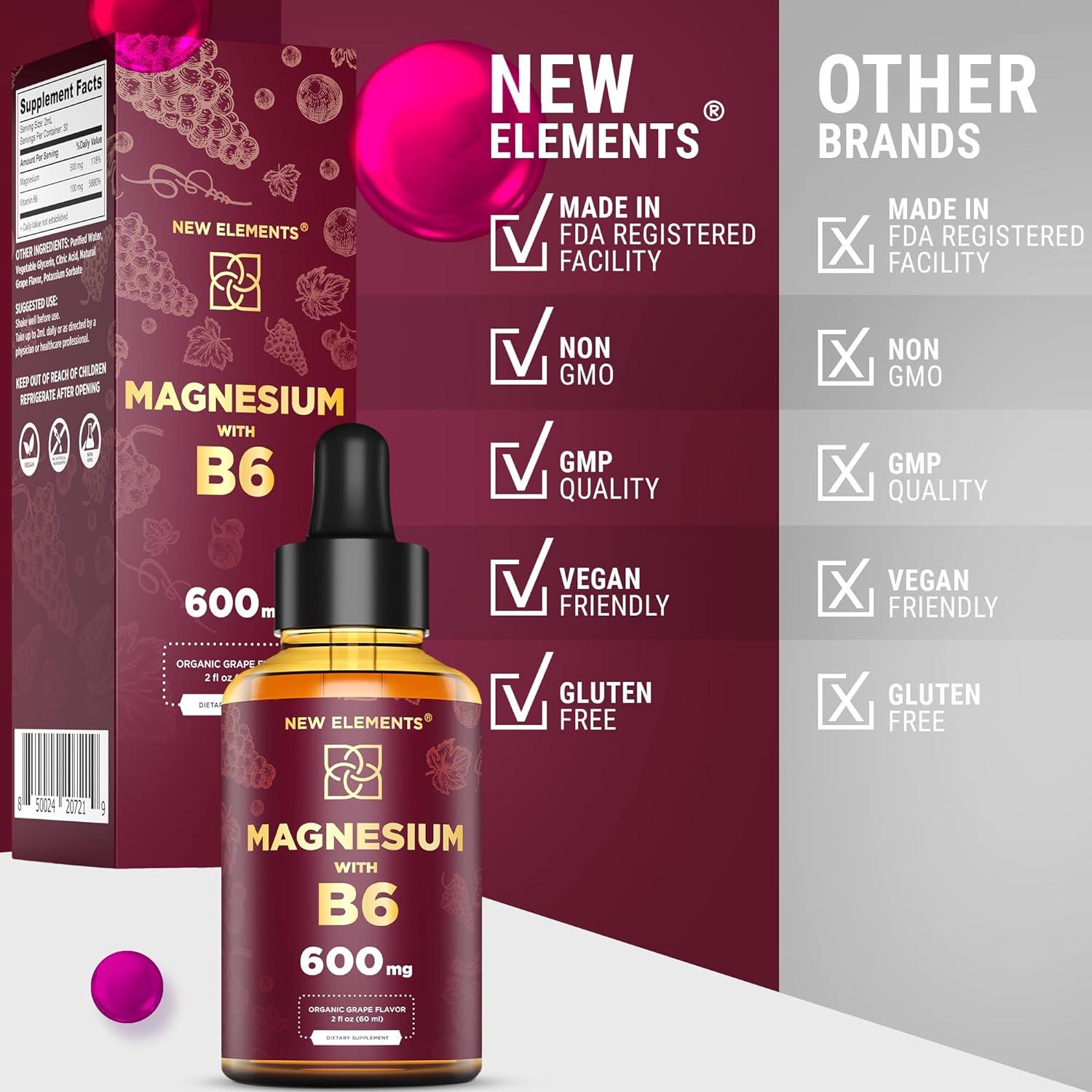 New Elements Iron B12 & Magnesium with Vitamin B6 - Essential Mineral ...