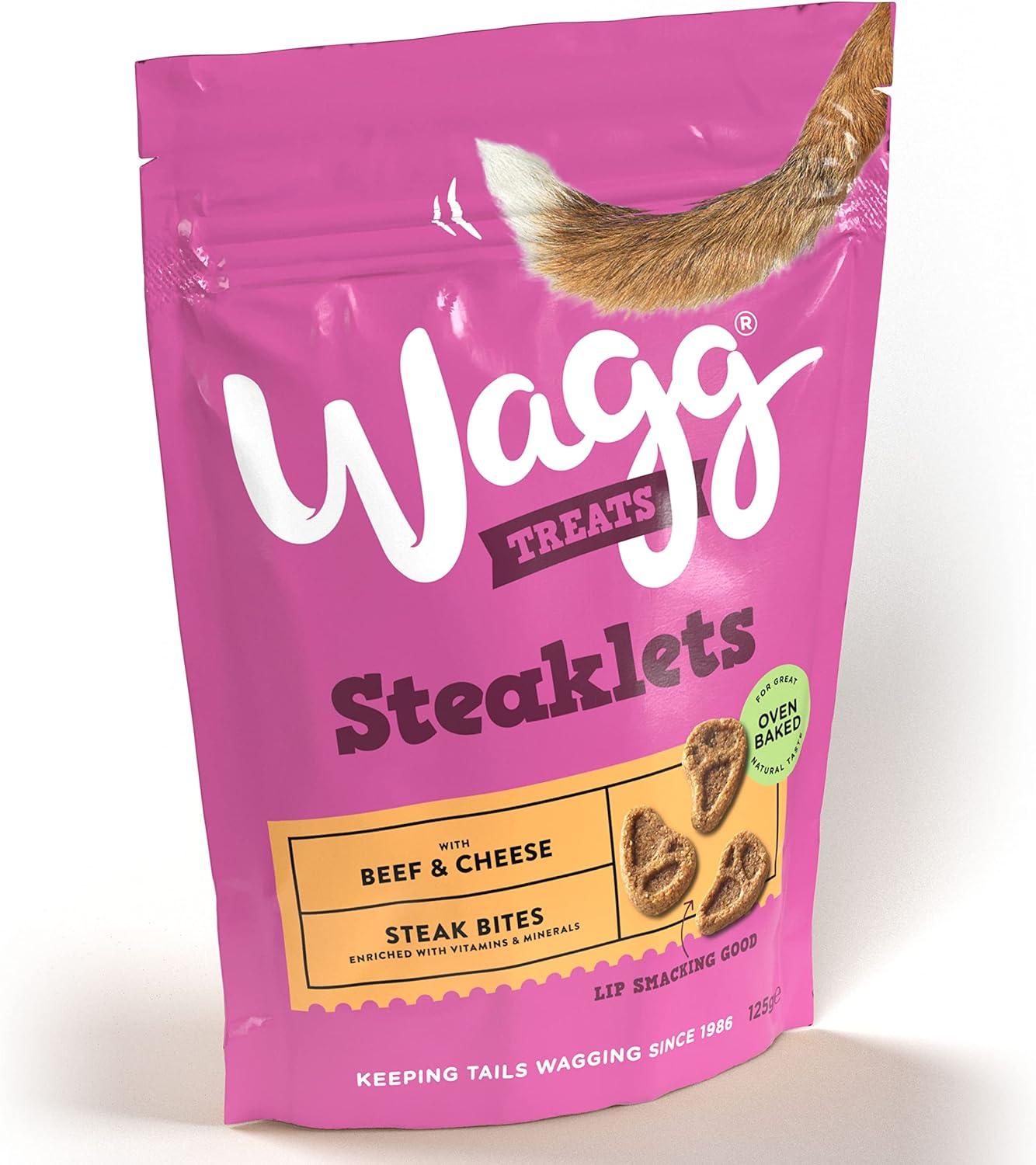 Wagg Steaklets Steak Bites Beef & Cheese Dog Treats 125g (Pack of 7 ...