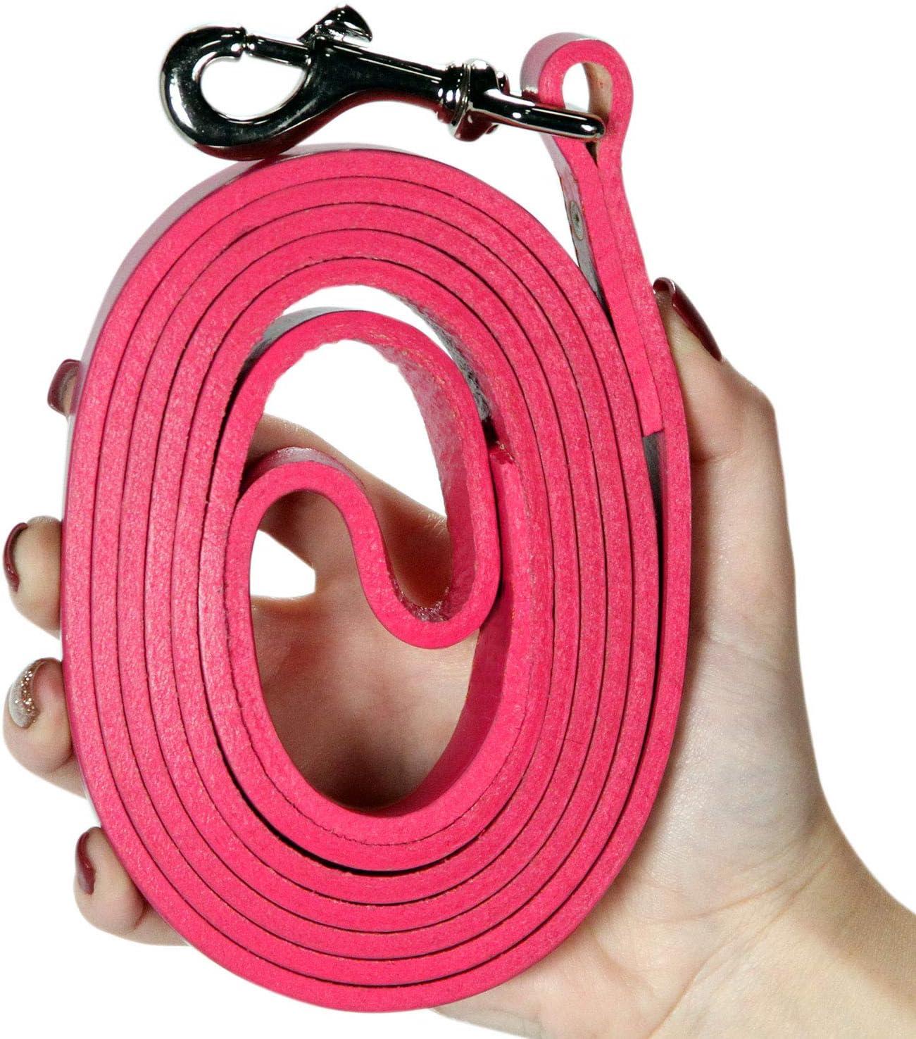 Logical Leather 6ft Heavy Duty Full Grain Leather Dog Leash - Pink ...