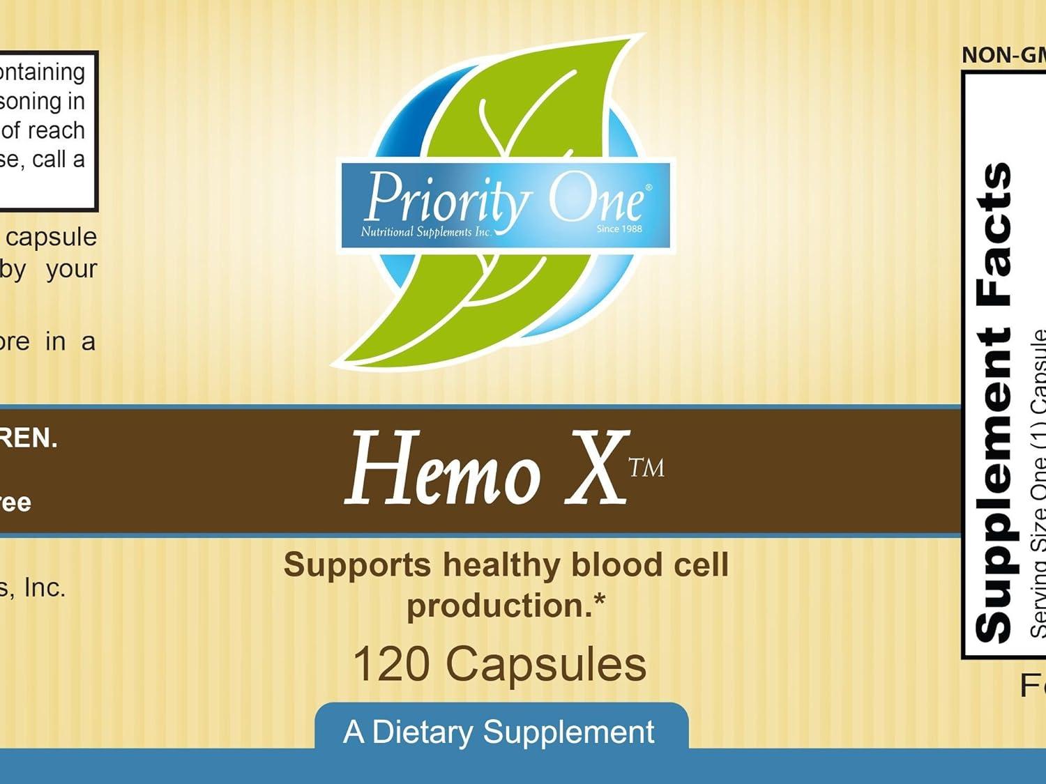 Priority One Vitamins Hemo-X 120 Capsules - Supports Red Blood Cell ...