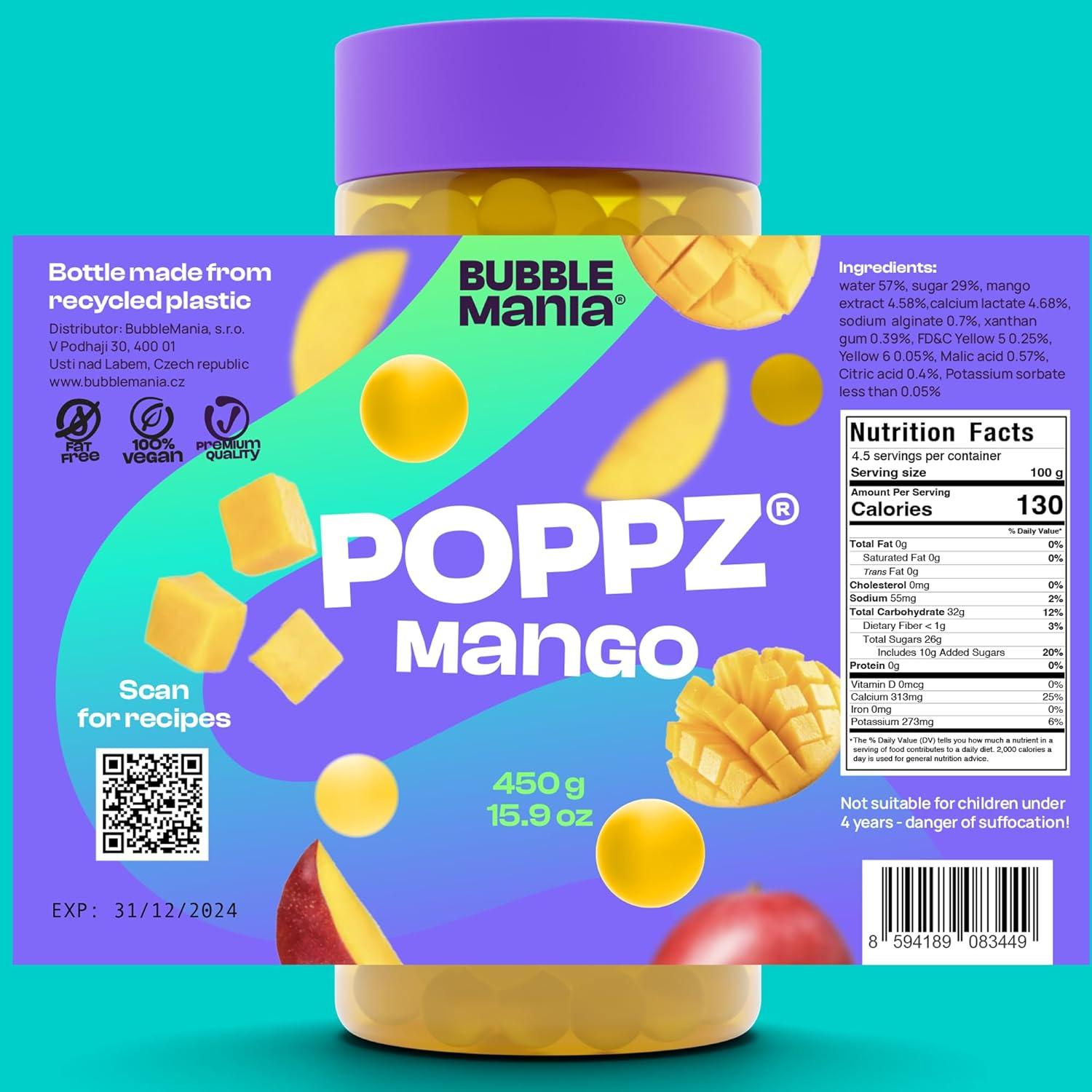 POPZ Popping Boba Fruit Pearls for Bubble Tea - Mango Flavor | 450g ...