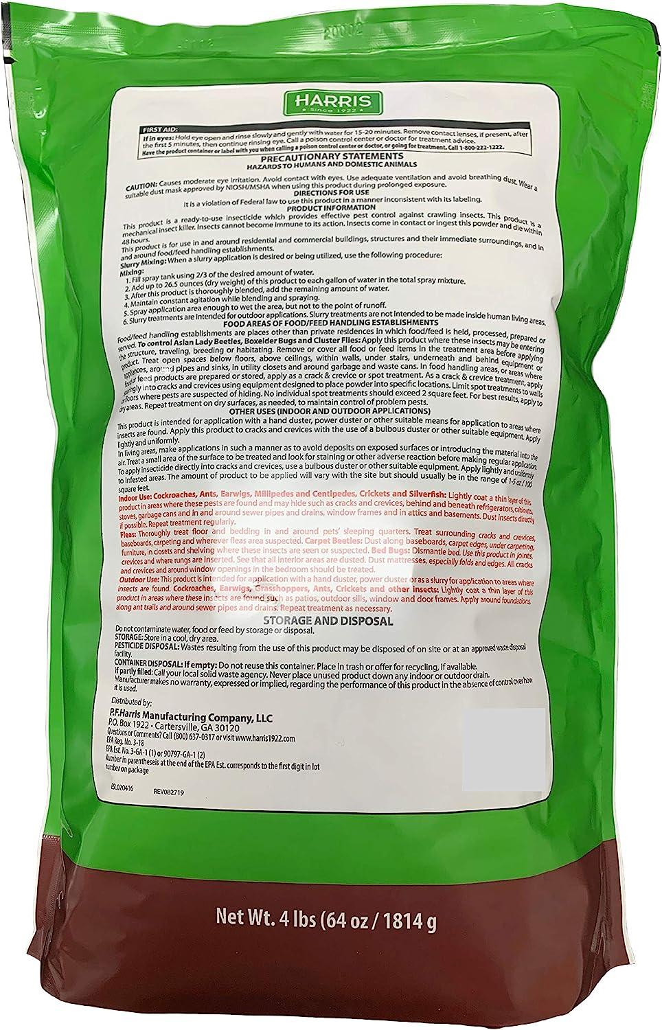 Harris Diatomaceous Earth Crawling Insect Killer 4lb with Powder Duster ...