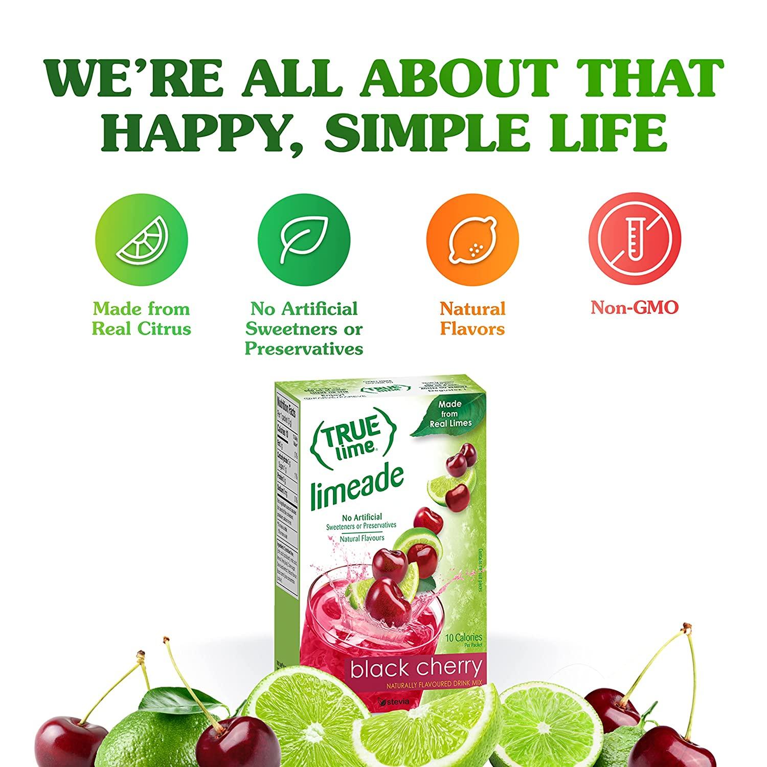 TRUE LIME Black Cherry Limeade Drink Mix - 10 Count Pack | Made with ...