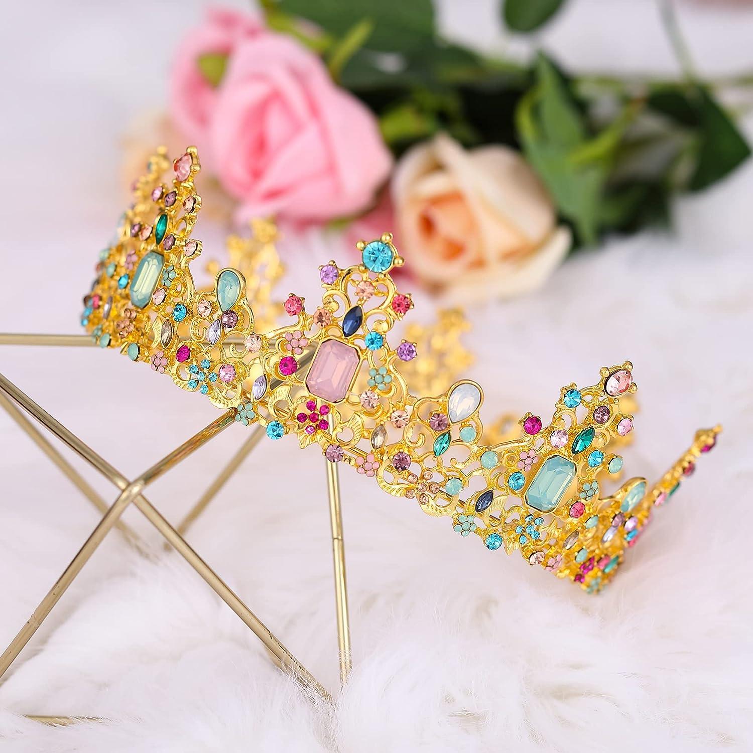 Gold Princess Crown | Rhinestone Birthday & Wedding Queen Tiara ...