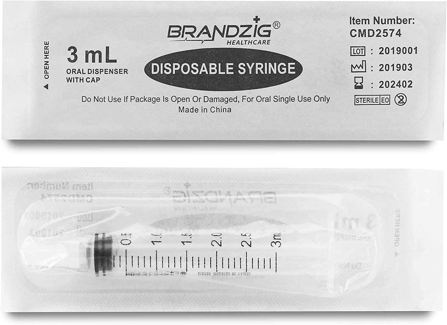 3ml Syringe with Cap (100 Pack) | Oral Dispenser for Medicine | Luer ...