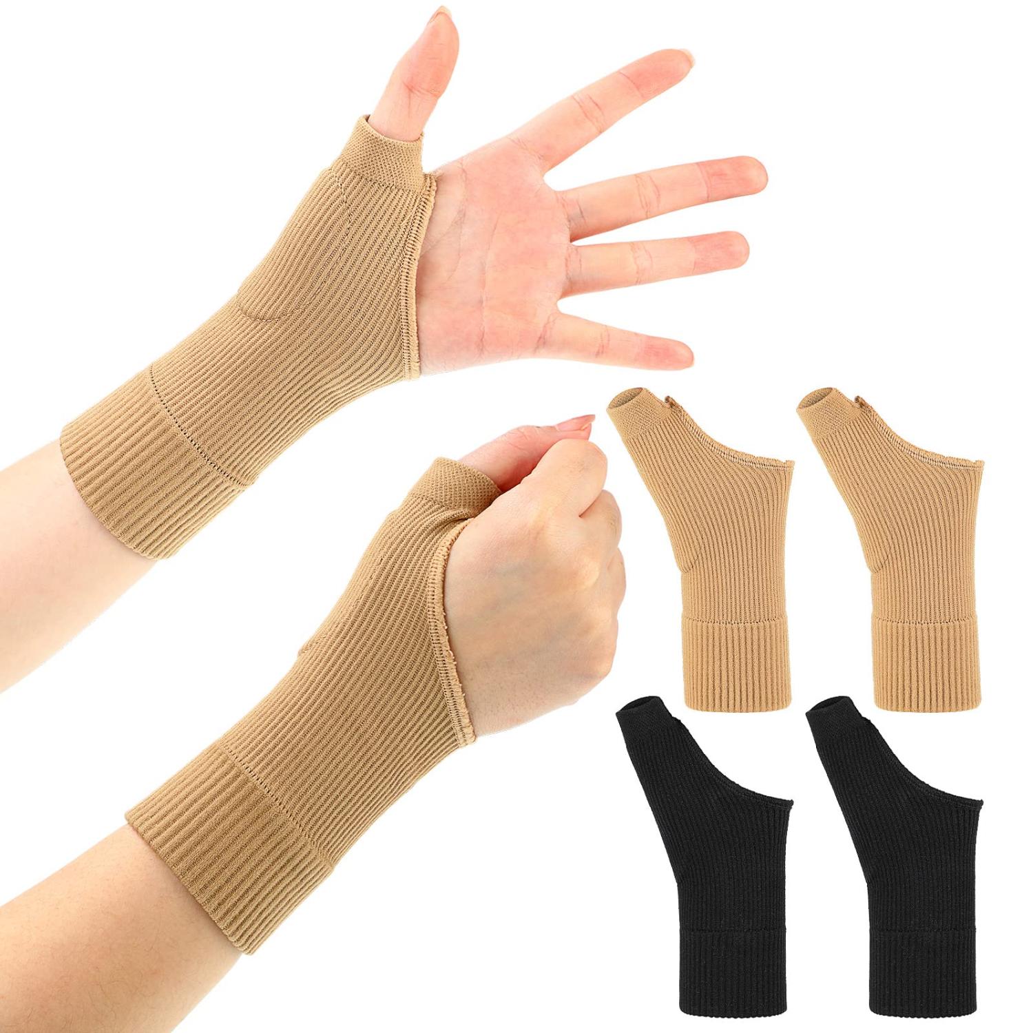 Large Black Nude Thumb Compression Arthritis Gloves with Gel Splint ...