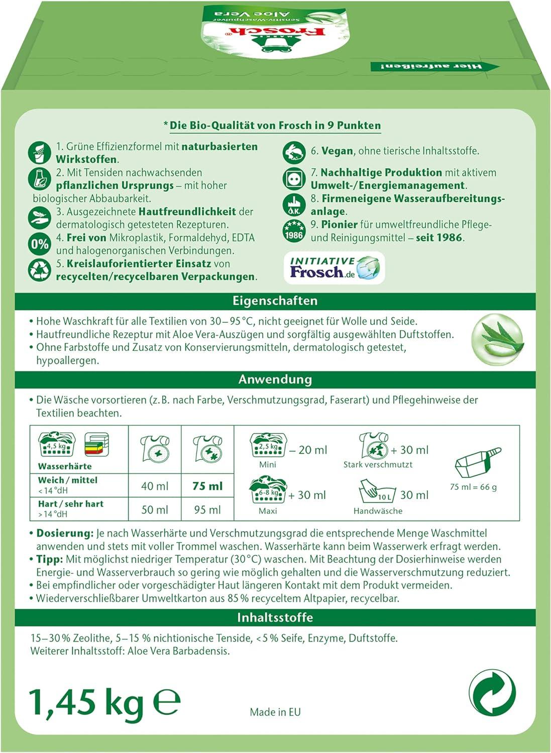 Frosch Aloe Vera Sensitive Washing Powder Powder Detergent (22 Washes ...