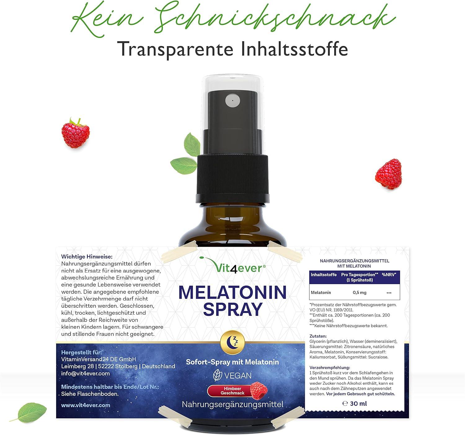 Melatonin Sleep Spray 0.5mg - Alcohol-Free Vegan Raspberry Flavor - Lab ...