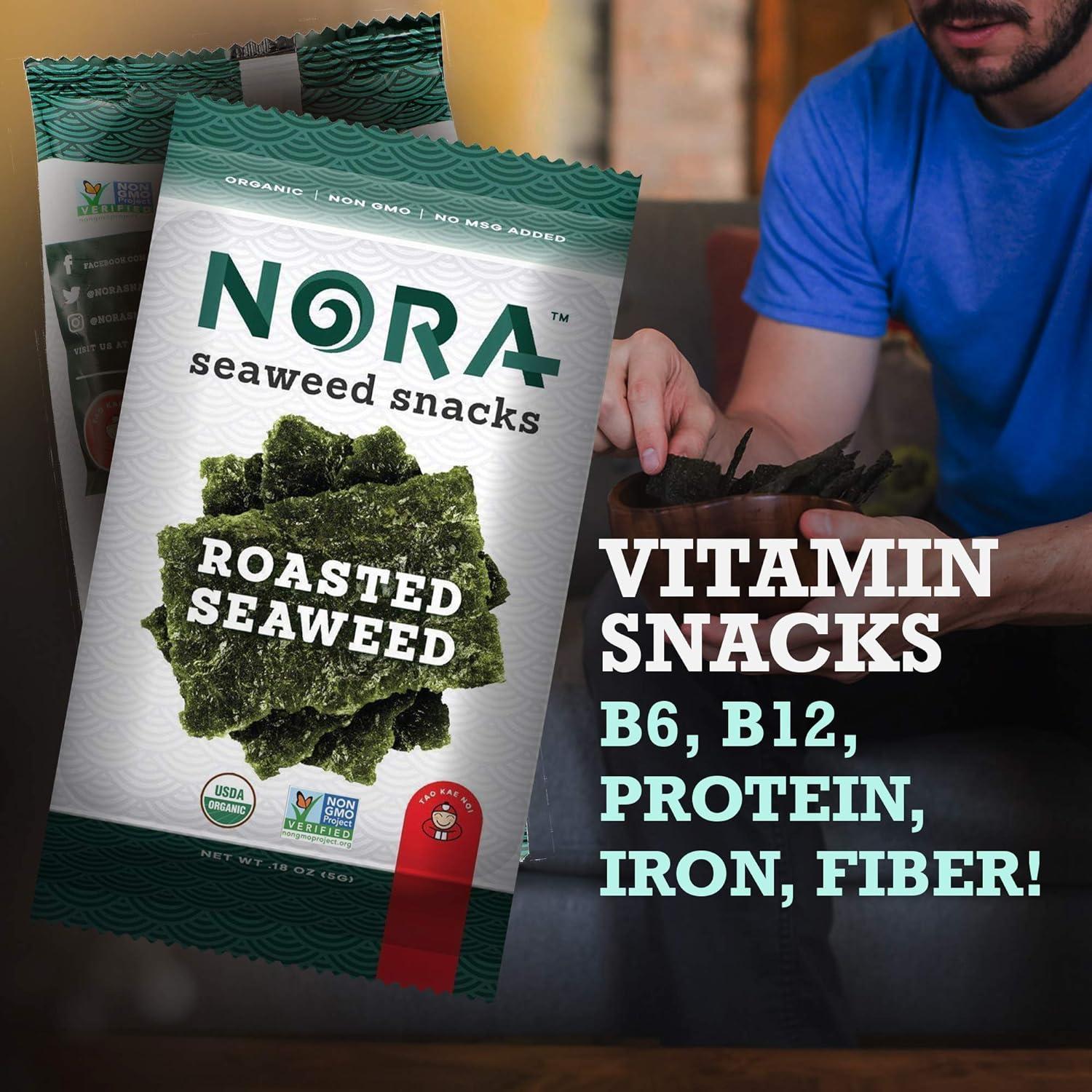 Organic Roasted Seaweed Snacks - Vegan Dairy Free Nori Sheets - 12 Pack ...
