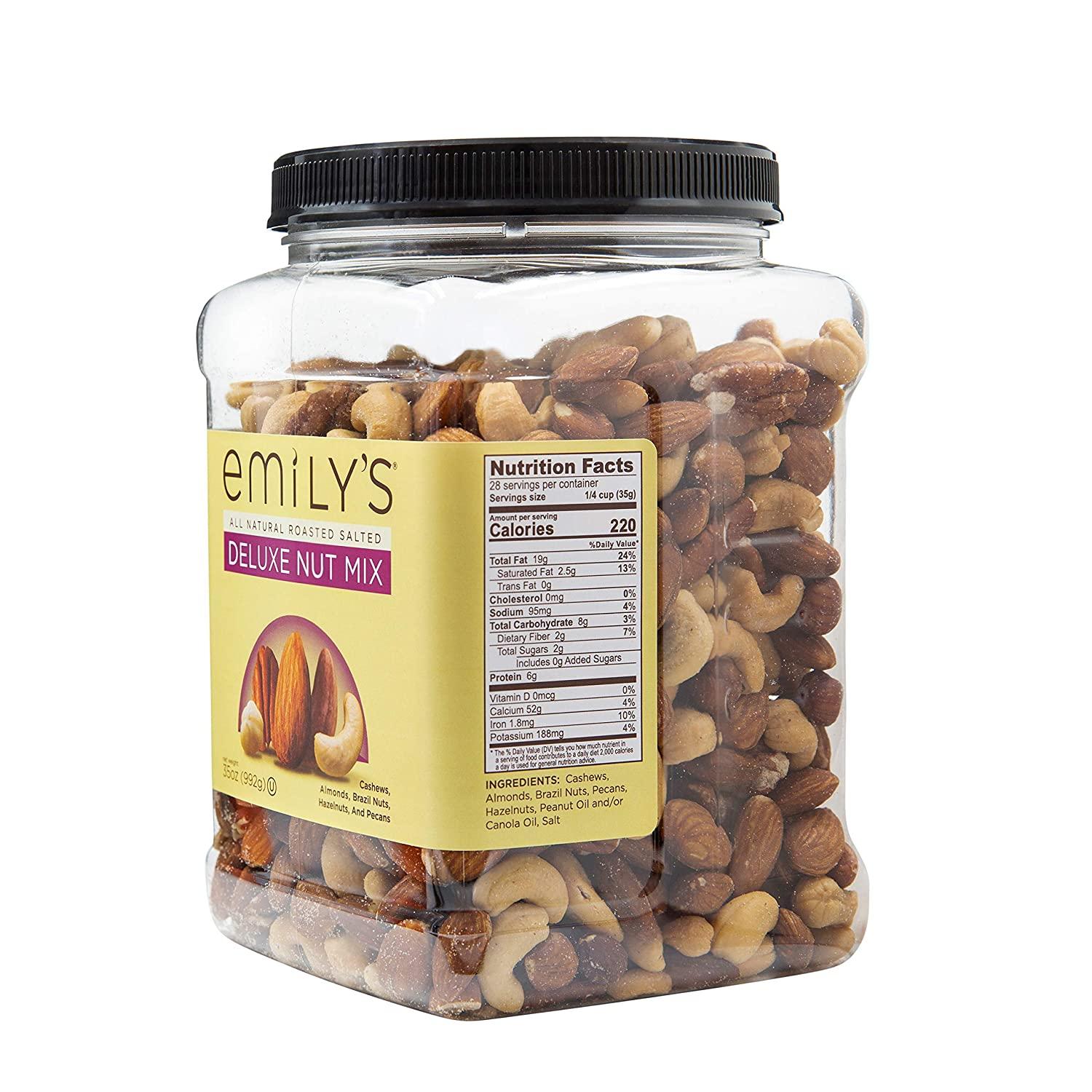 Emily's Deluxe Mixed Nuts Roasted and Salted Healthy Snacks with Simple ...