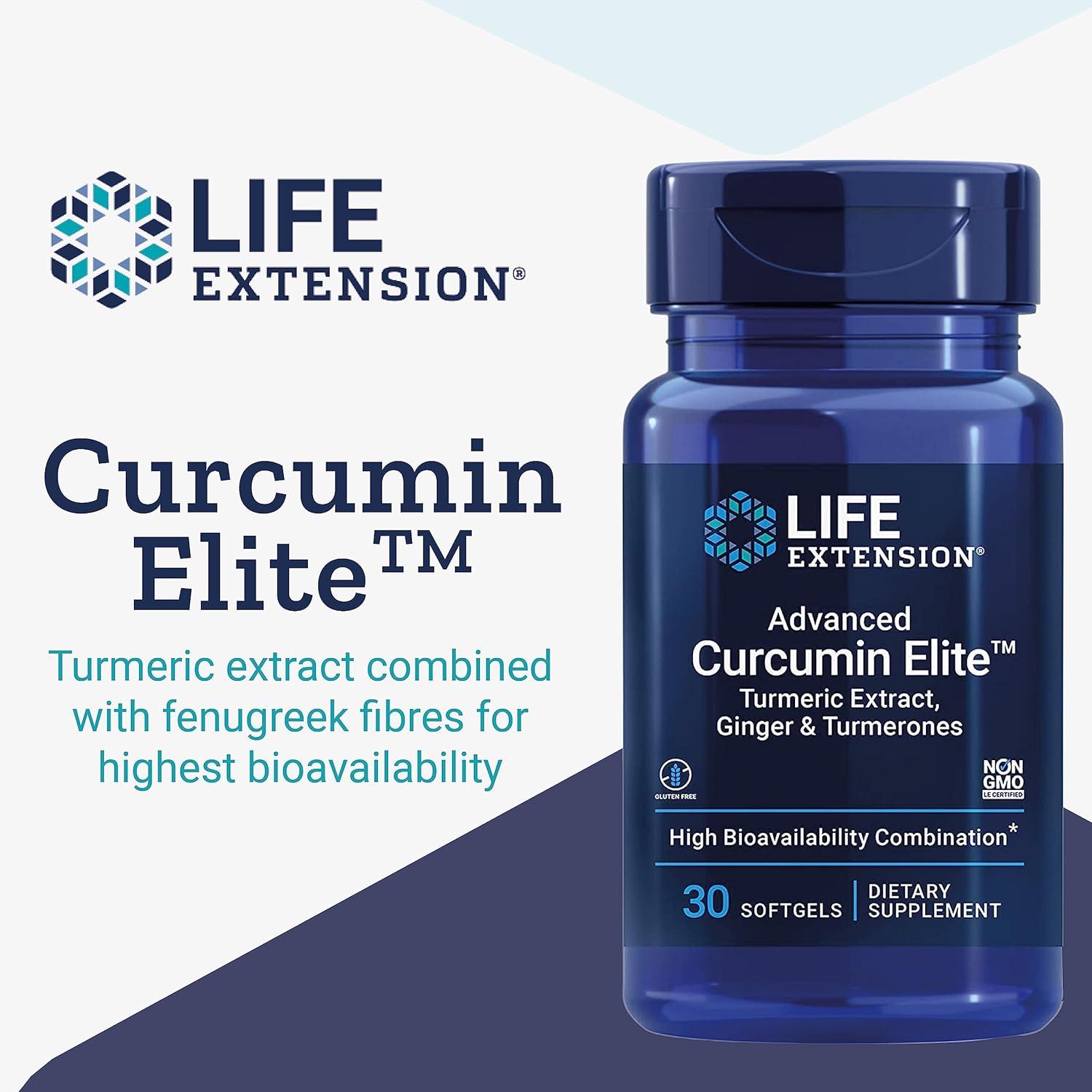 Life Extension Curcumin Elite 60 Vegan Capsules | Laboratory Tested ...