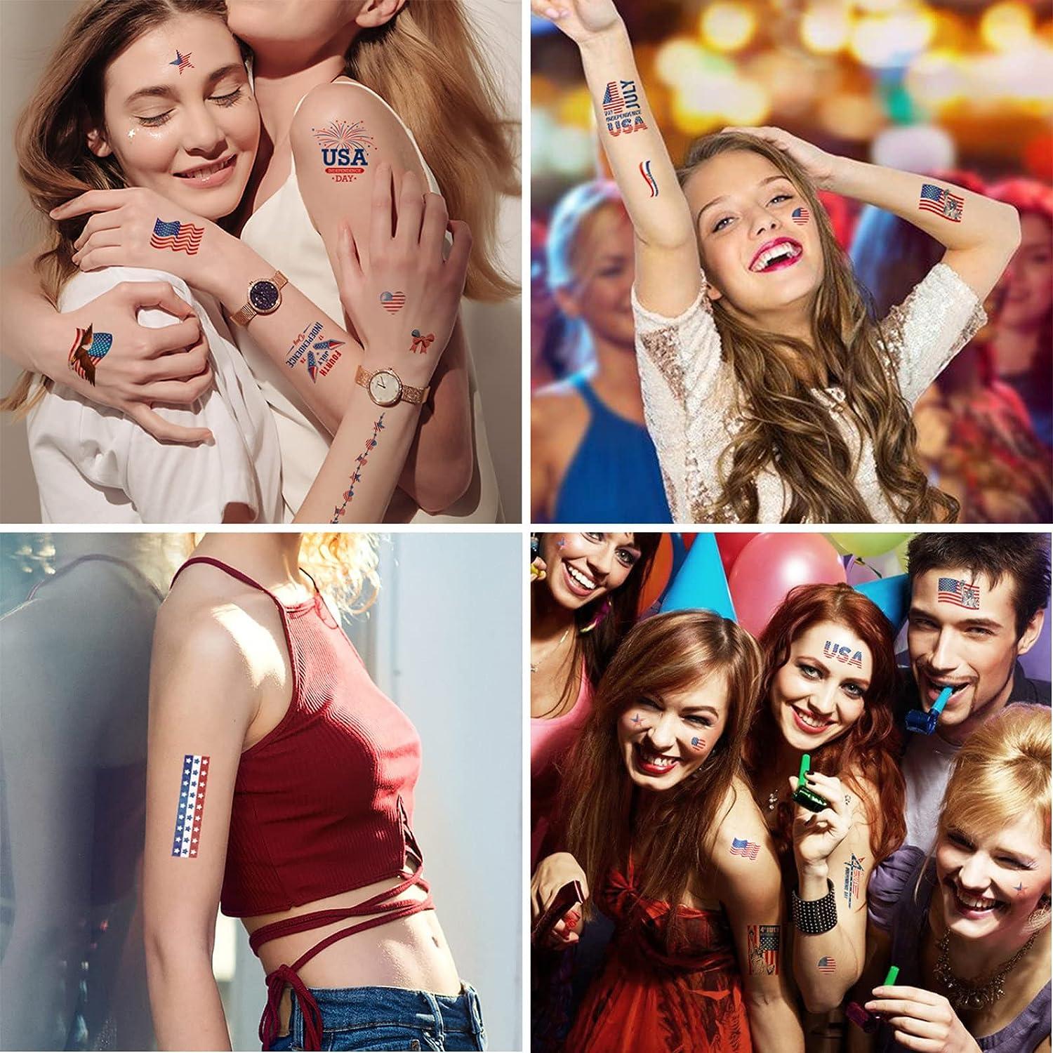 Patriotic Temporary Tattoos for Fourth of July | Red White and Blue ...