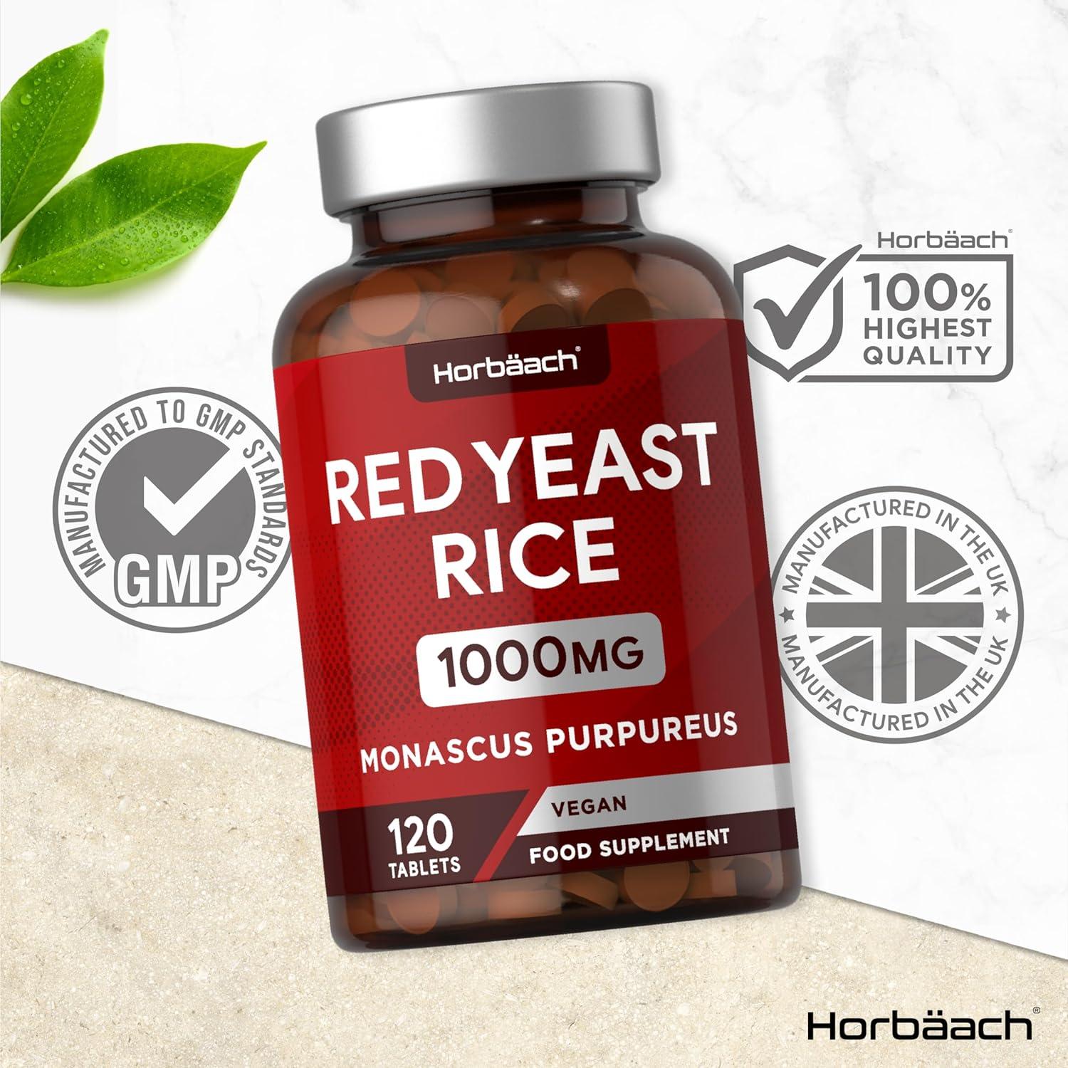 Red Yeast Rice 1000mg | 120 Tablets | Healthy Cholesterol Supplement ...