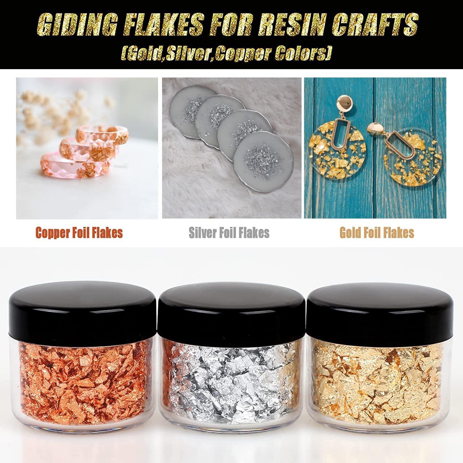 24 Color Metallic Gold Foil Flakes for Resin, Nails, Painting & Crafts ...