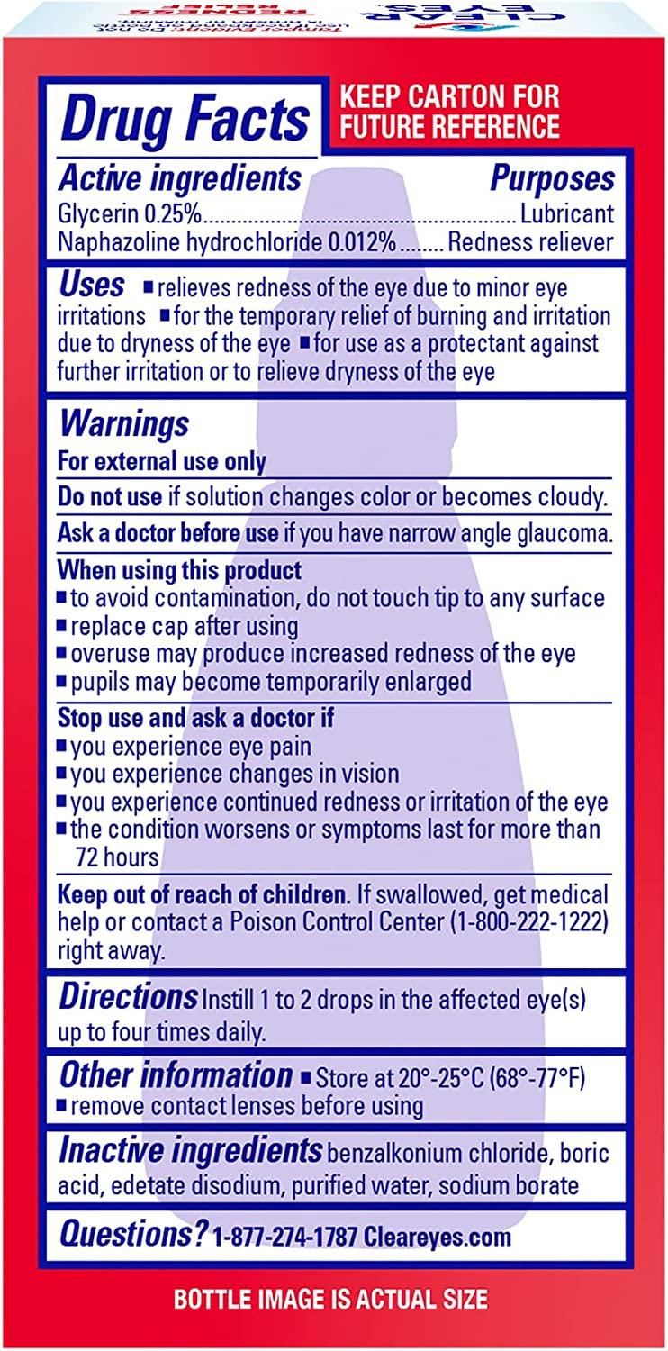 Clear Eyes Redness Relief Eye Drops 0.5 Fl Oz - Pack of 3 | Soothes and ...