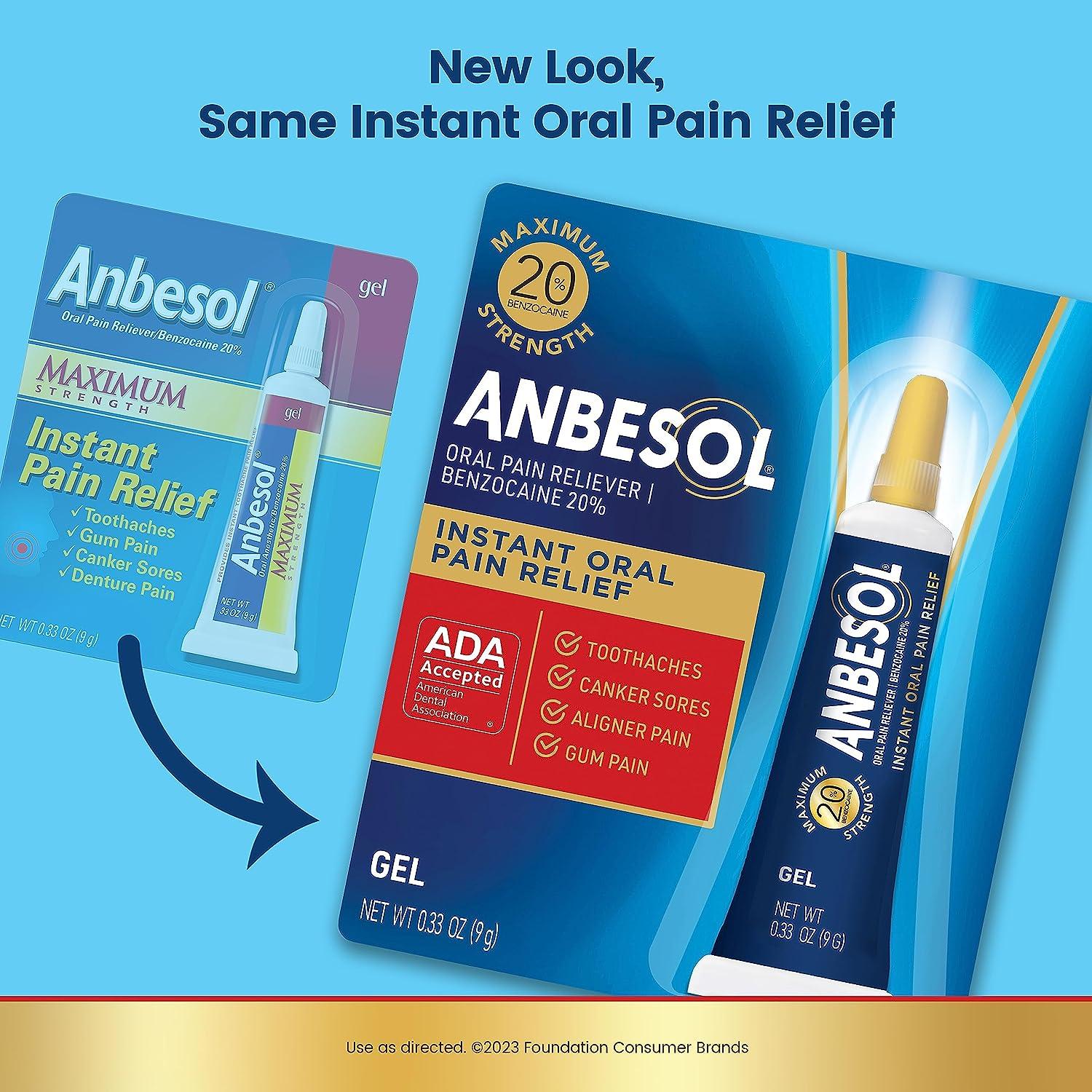 Anbesol Maximum Strength Oral Pain Relief Gel - Instant Relief for ...