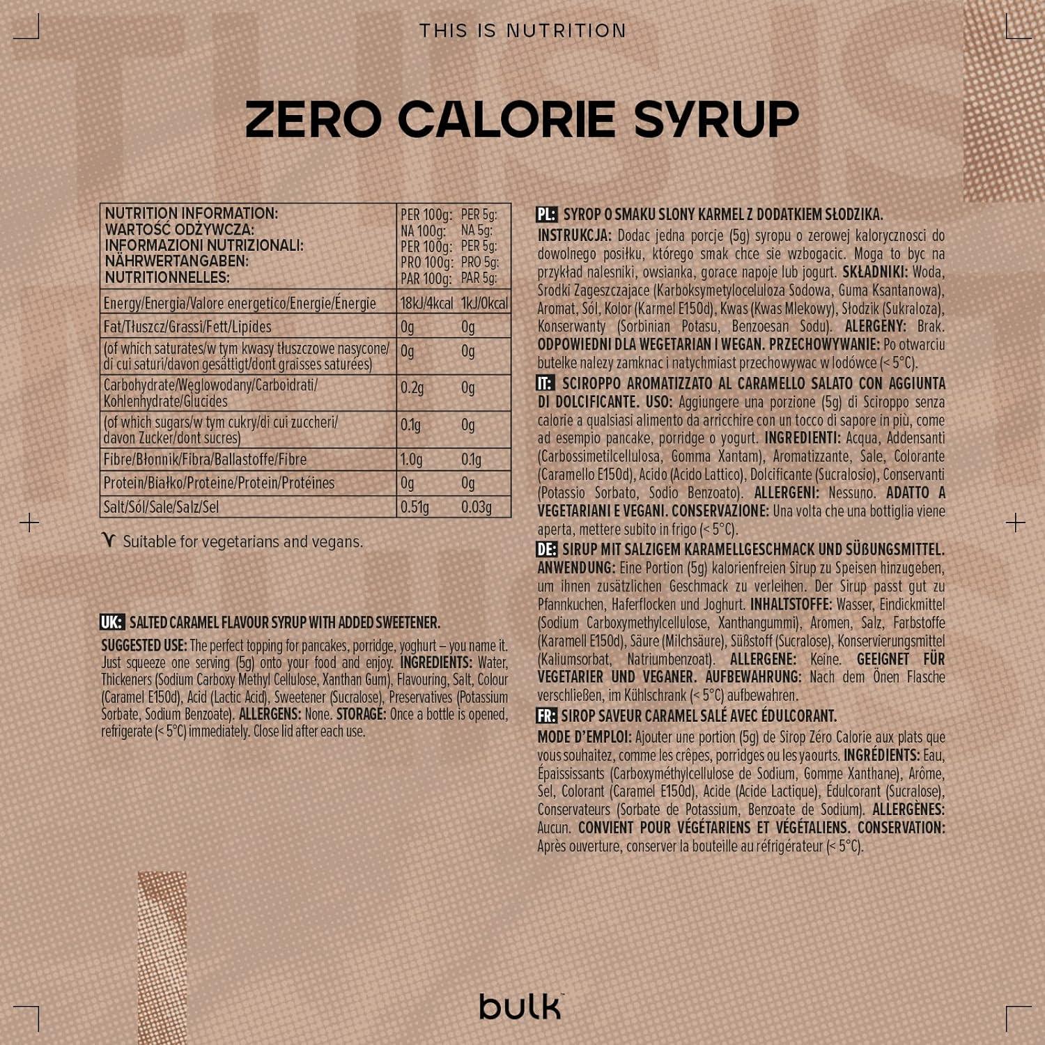 Zero Calorie Sugar Free Bulk Salted Caramel Syrup - 400ml | Buy Now ...