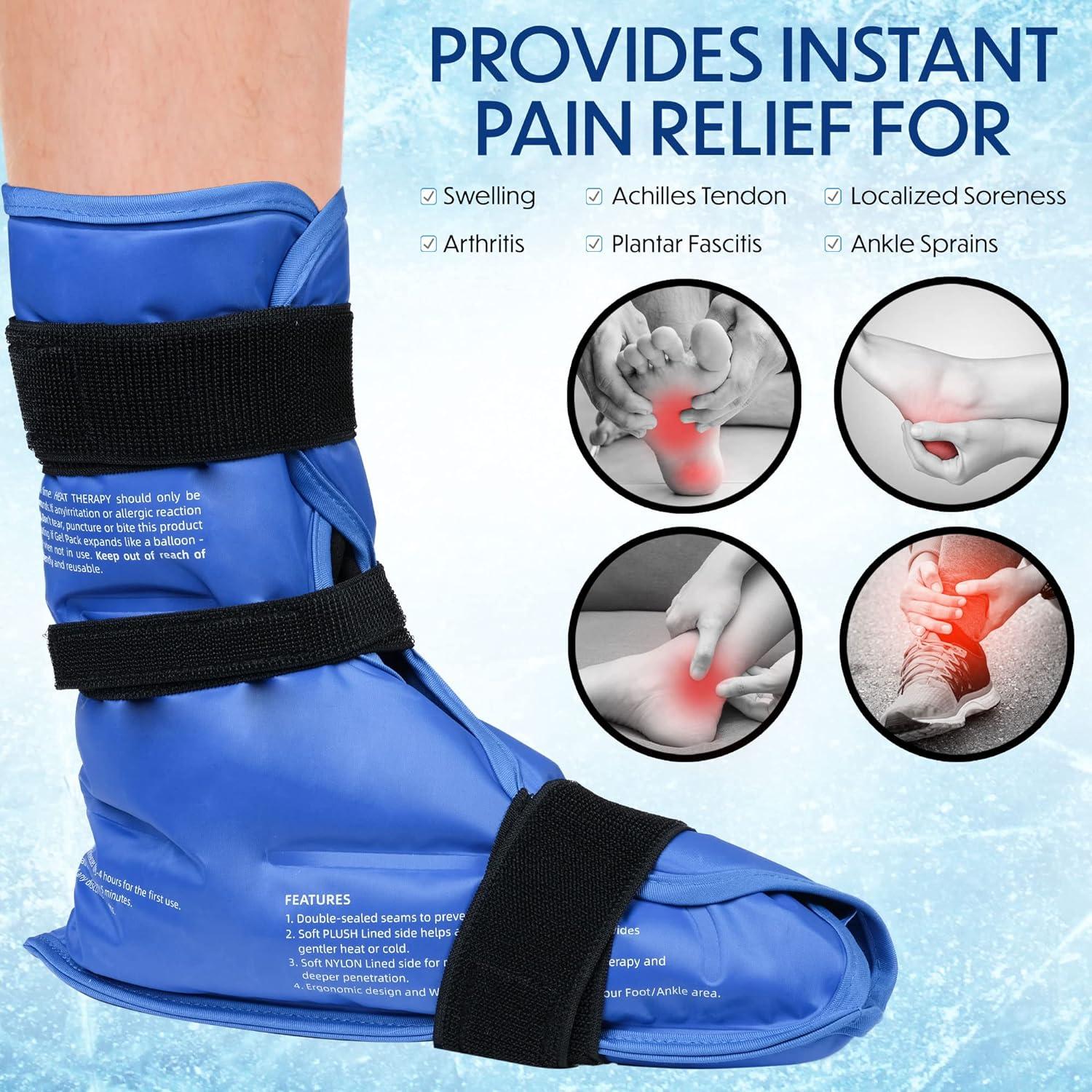Large Foot Ankle Ice Pack Wrap for Achilles Tendonitis & Plantar ...