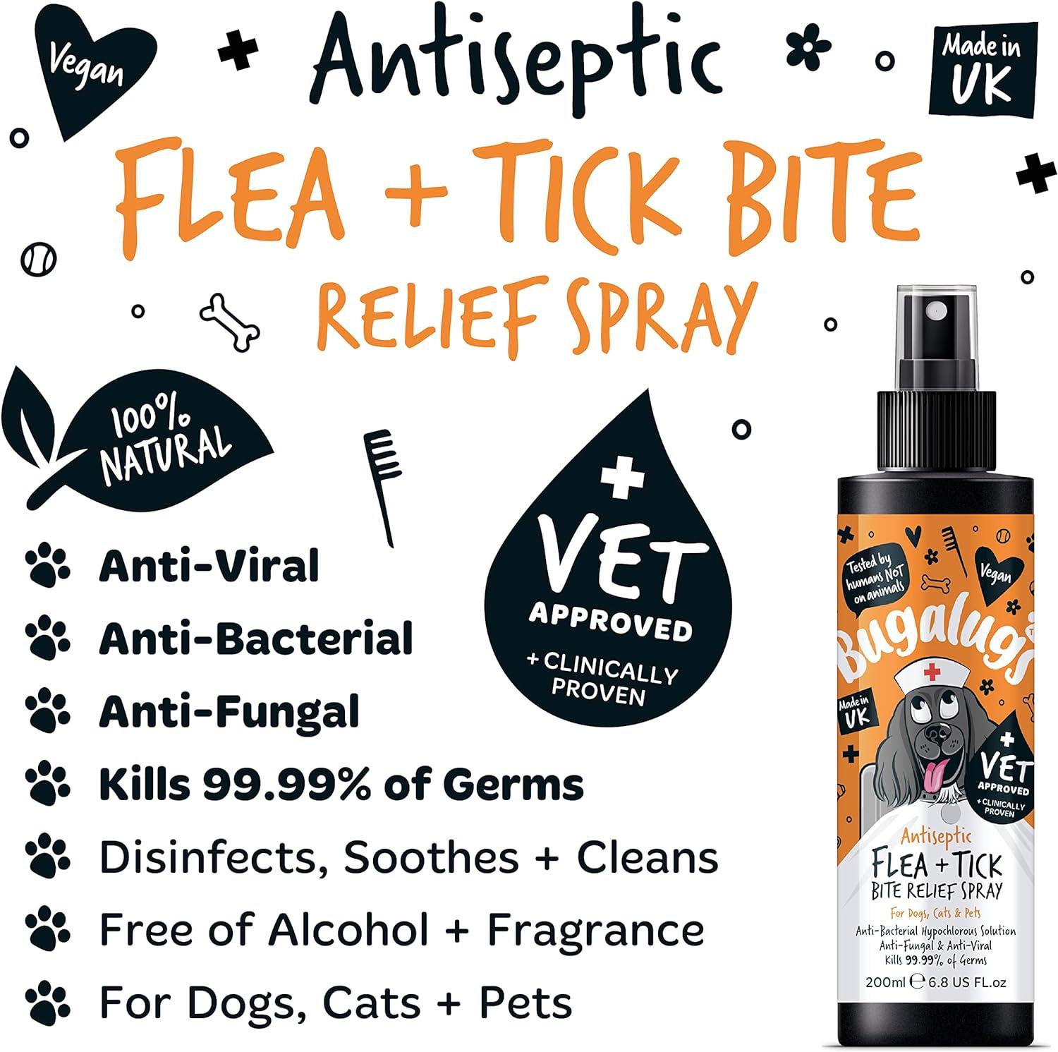 Bugalugs Insect Bite Relief Antiseptic spray for dogs 200ml puppy cats ...