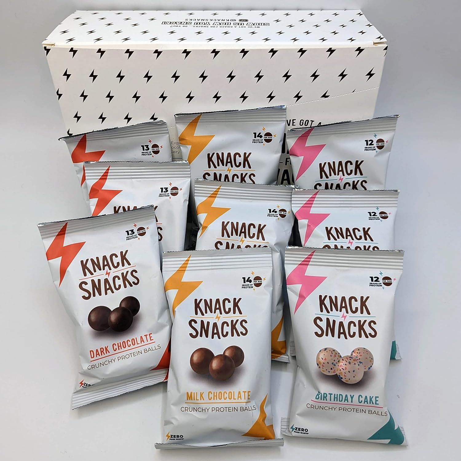 Knack Snacks | Crunchy Protein Balls - Variety Pack (9x 34 gram Bags ...