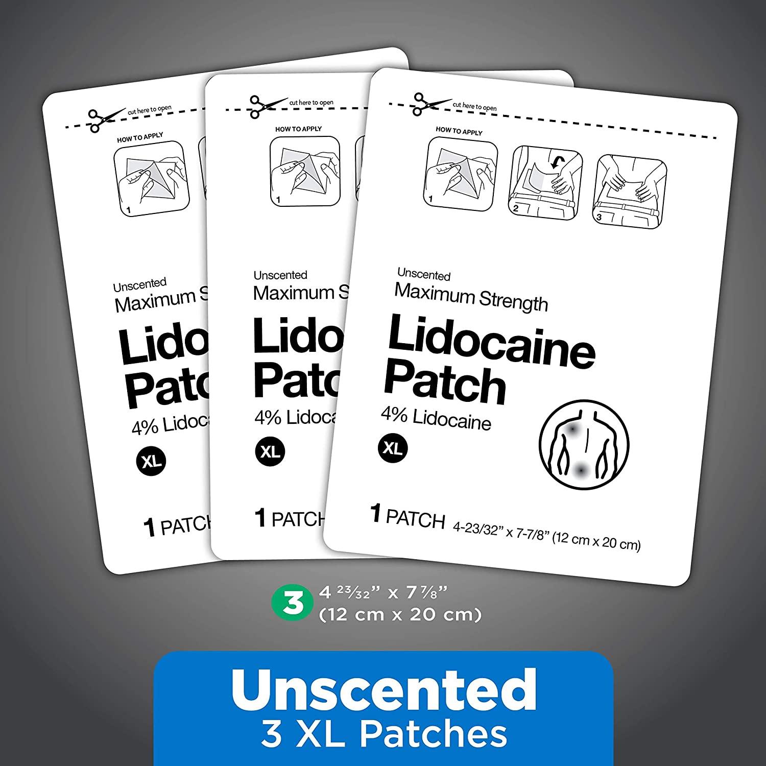 Amazon Basic Care Lidocaine Patch 4% XL - 3 Count | Topical Anesthetic ...