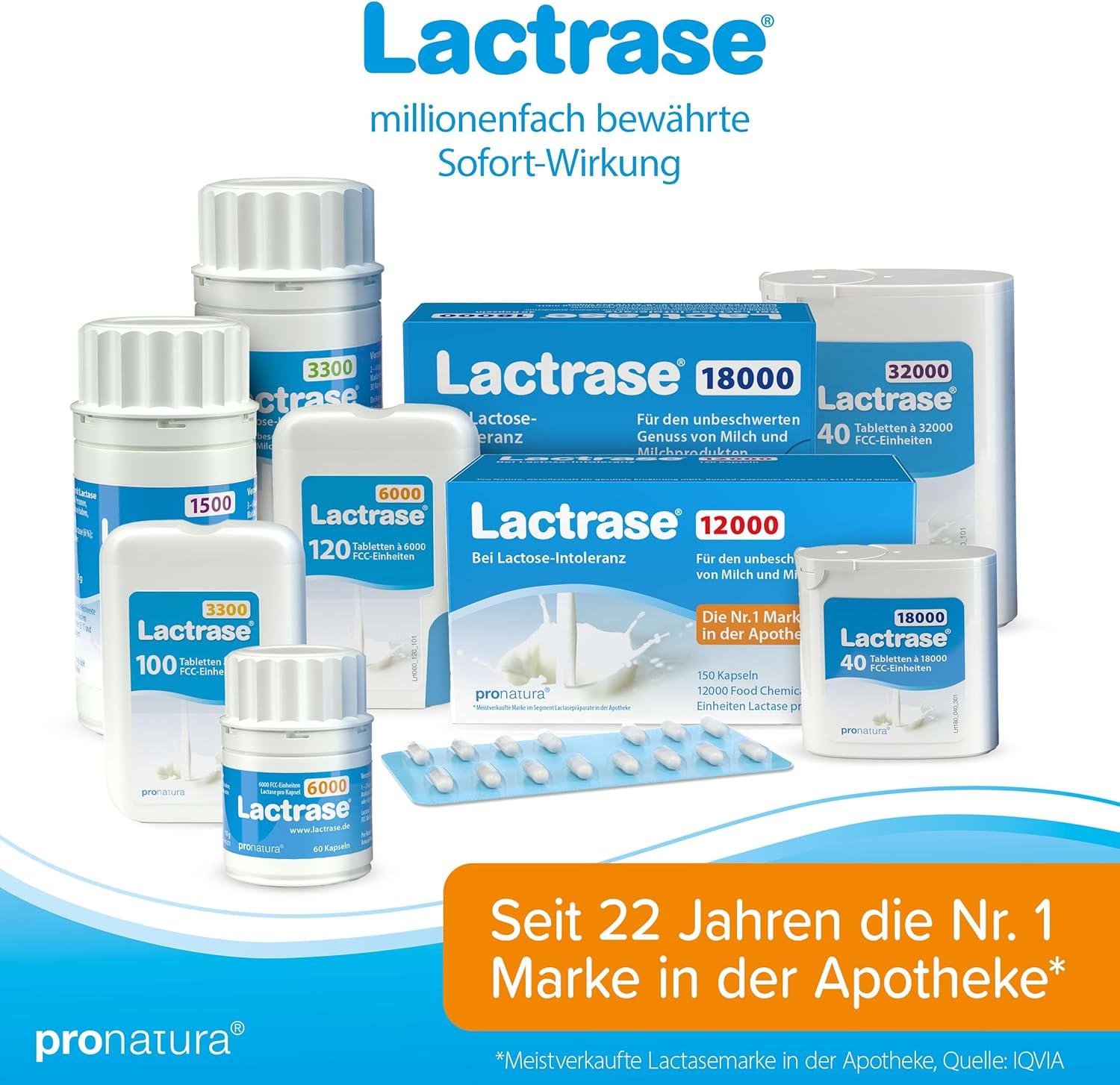 Pro Natura Lactrase 32000 - 80 Lactase Tablets for Lactose Intolerance ...