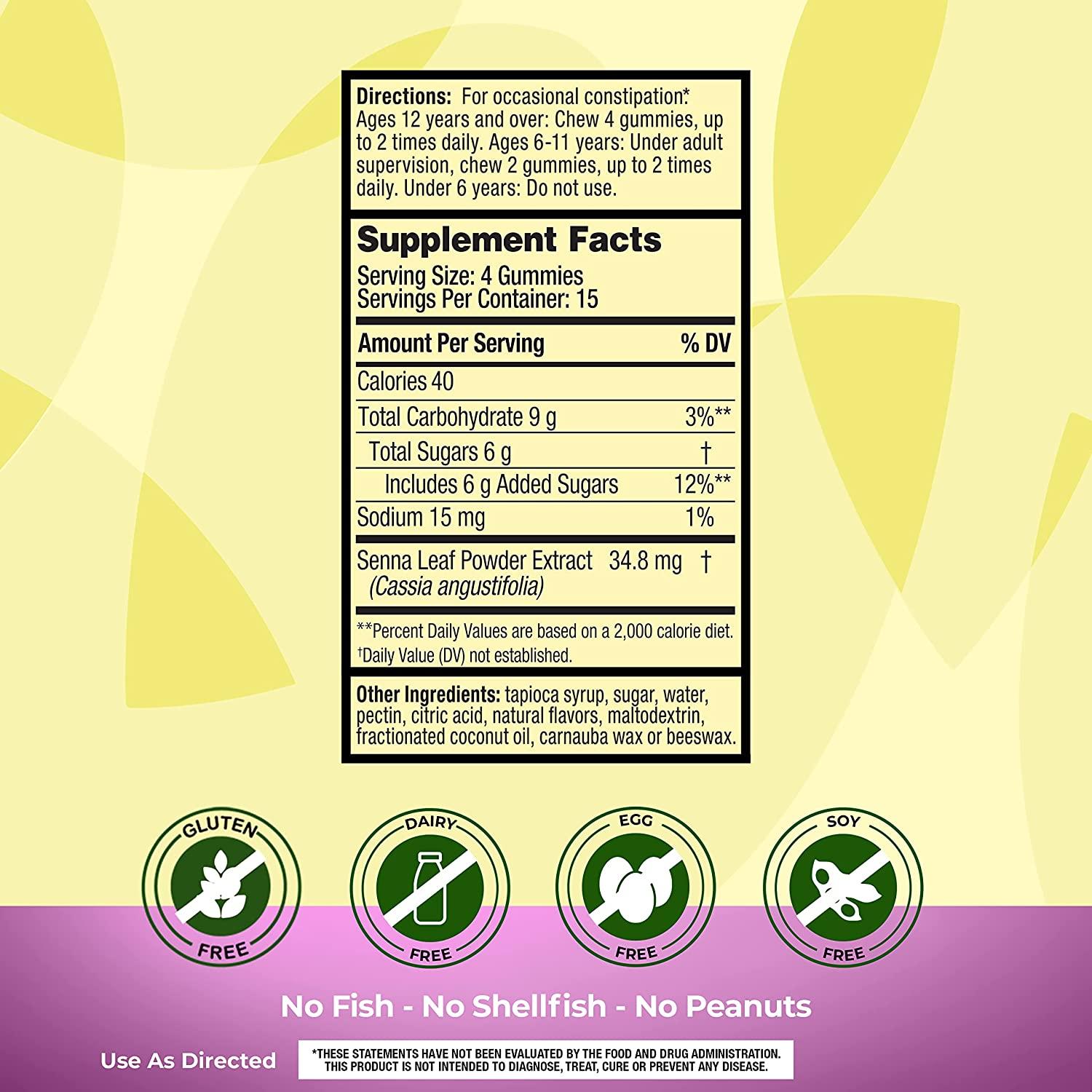 Occasional Constipation Relief: Mixed Berry Laxative Gummies - 60 Count ...