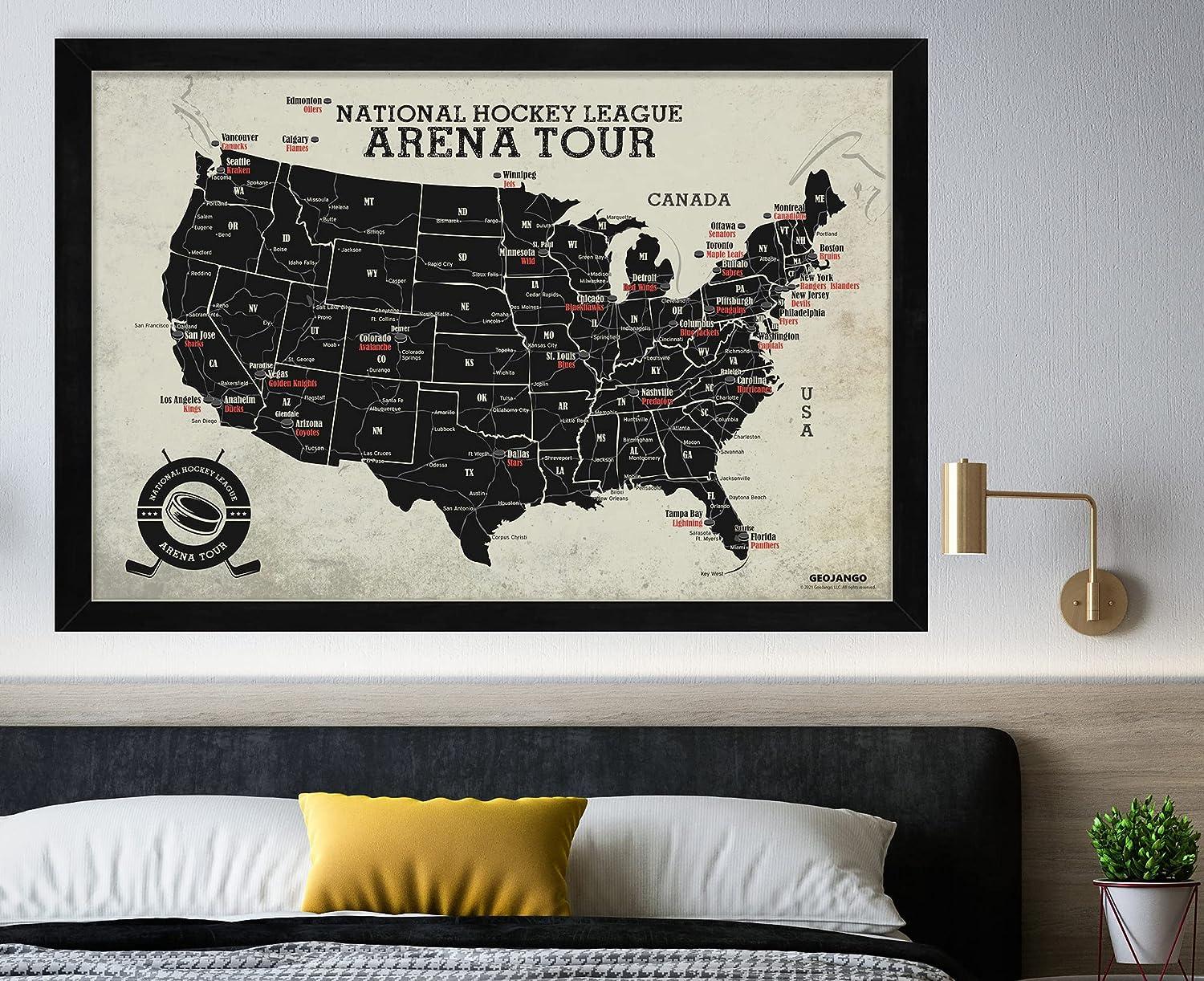 GEOJANGO Hockey Arena Map Poster (24Wx16H)