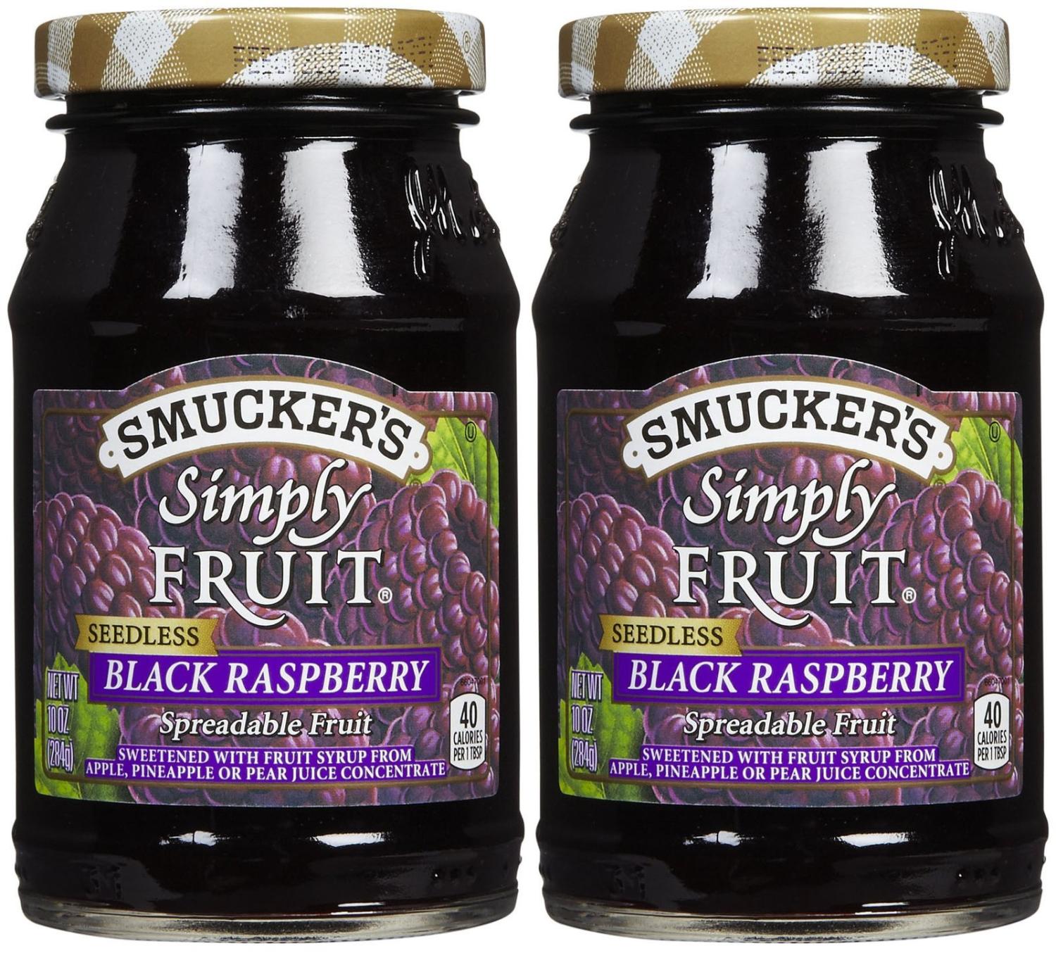Smucker's Seedless Black Raspberry Simply Fruit Spread 10 oz Jars (2 ...