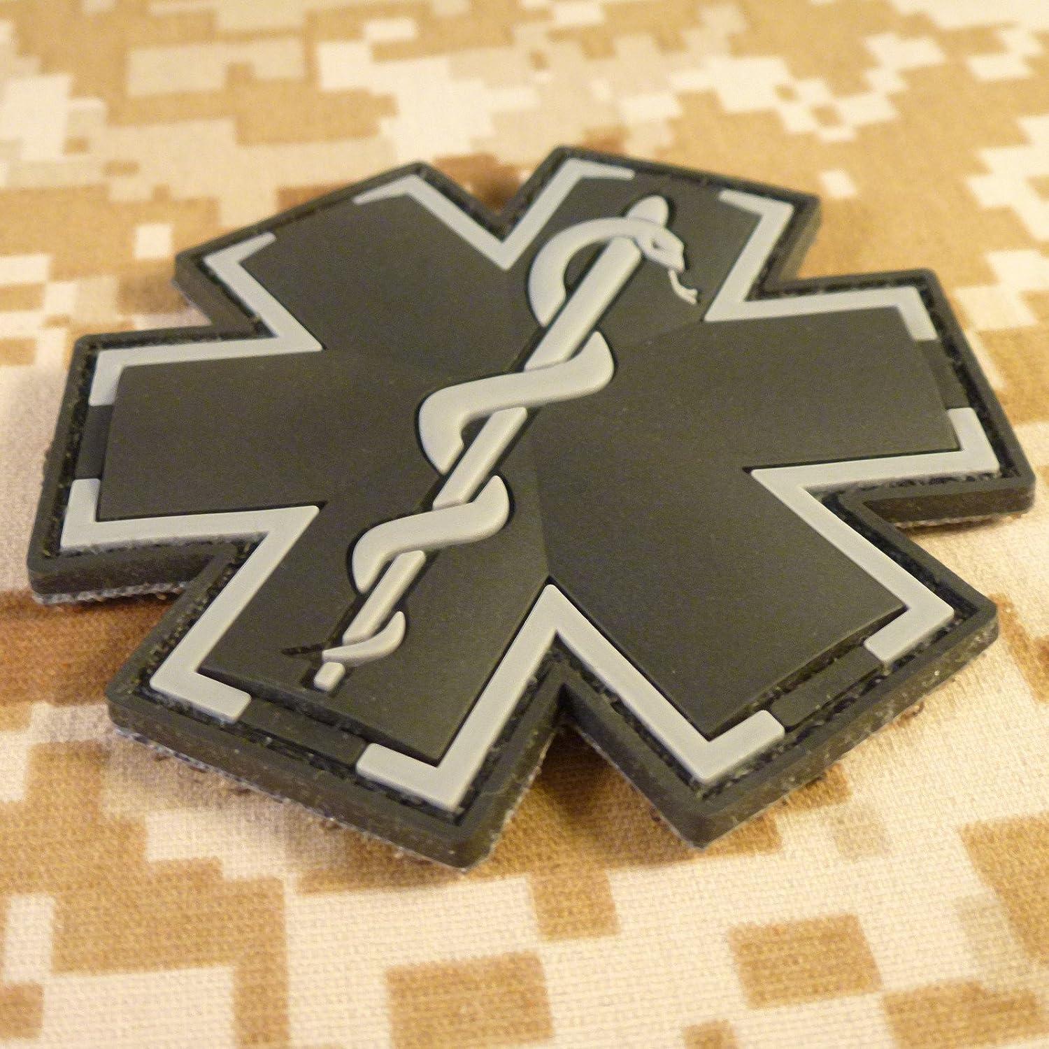 ACU Black EMS EMT Paramedic Morale Patch | Tactical PVC 3D Fastener ...