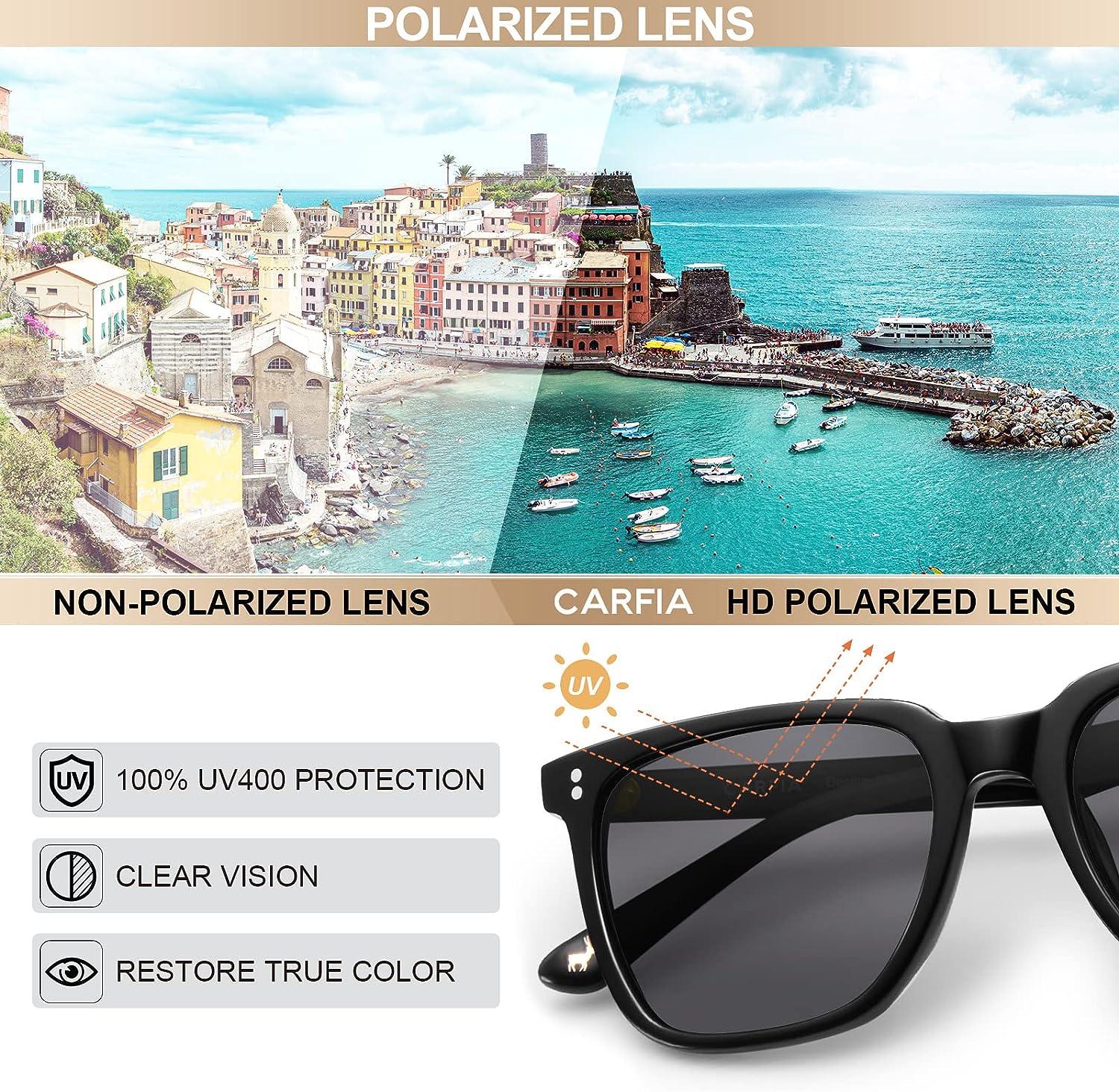 Carfia Acetate Polarized Mens Sunglasses | UV Protection Retro Fashion ...