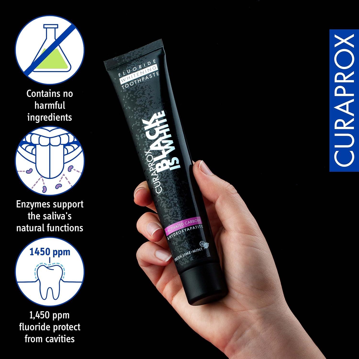 Curaprox Black is White Toothpaste - Activated Carbon Whitening for ...