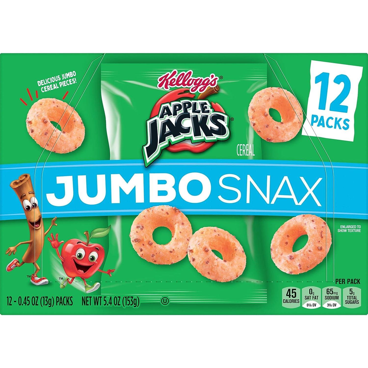 Kellogg's Apple Jacks Jumbo Snax Cereal Snacks - 5.4oz Box (12 Pouches ...