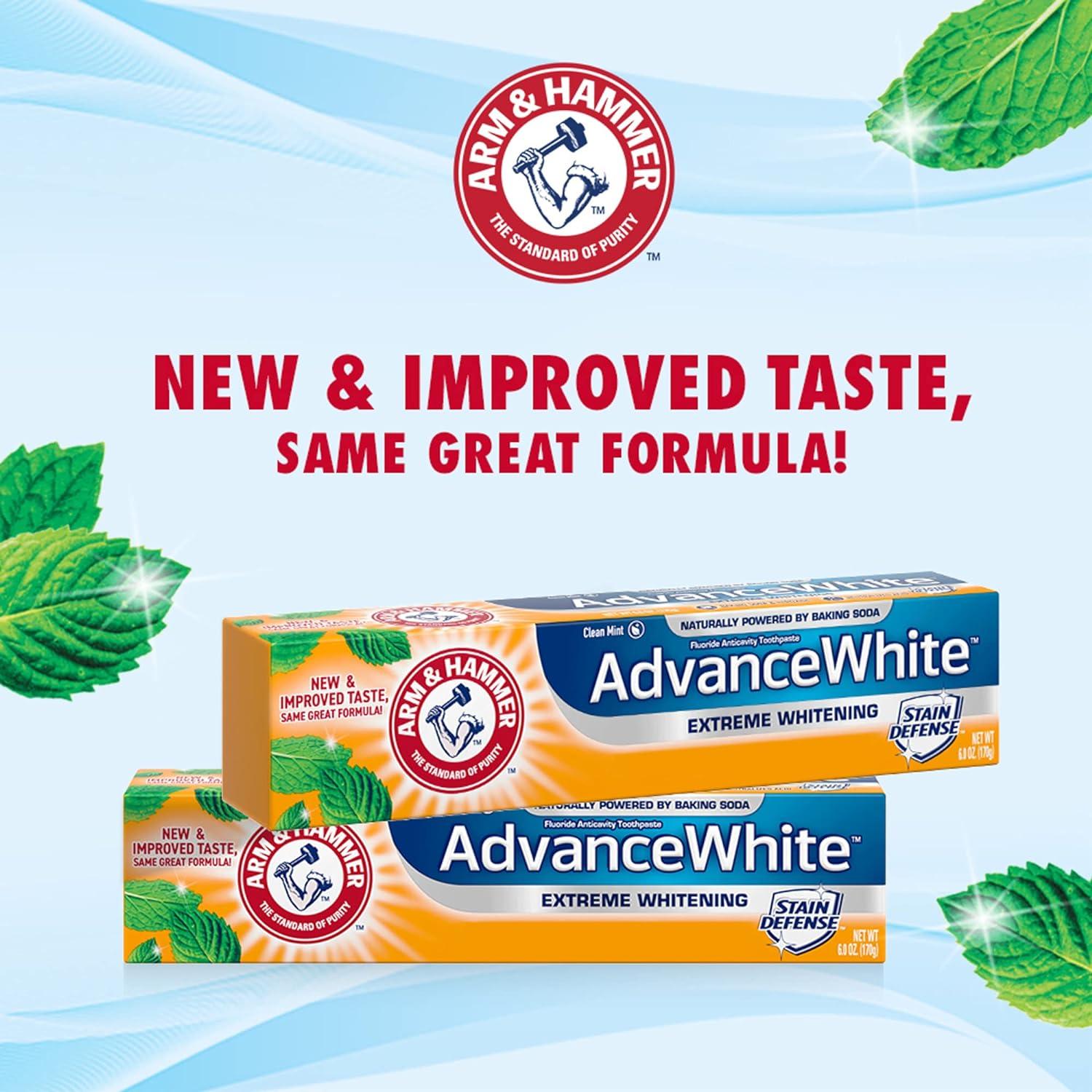 ARM & HAMMER Advanced White Extreme Whitening Toothpaste Multi-Pack - Clean Mint - Fluoride ...