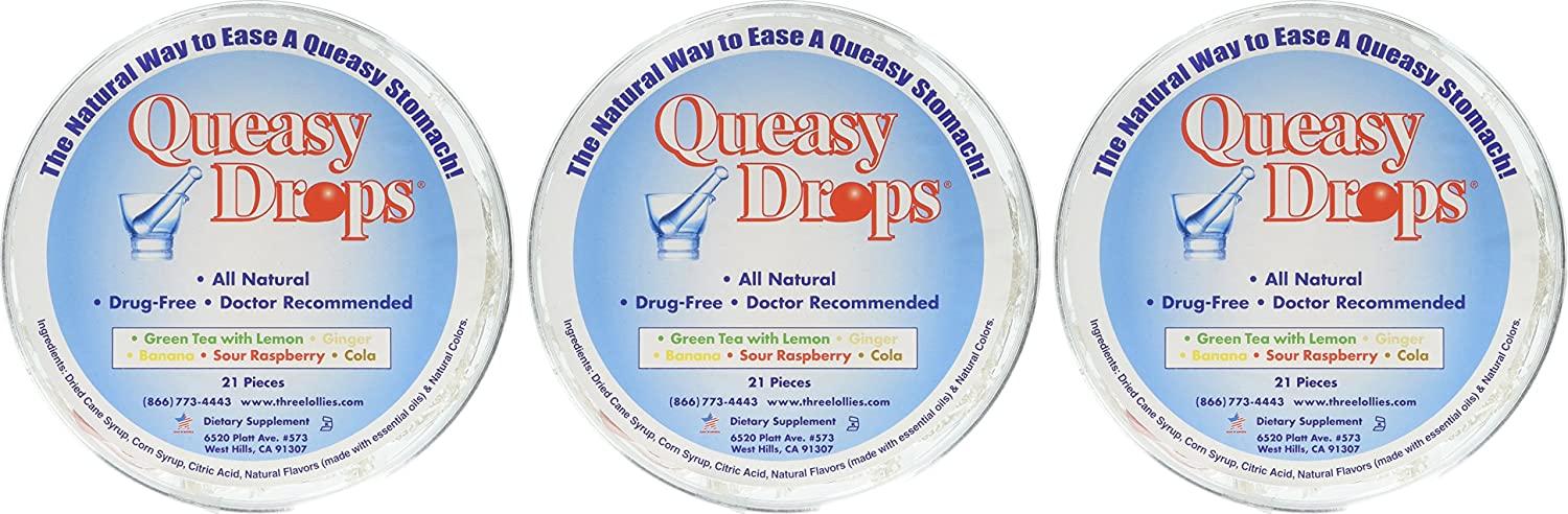 Queasy Drops | 3 Pack: 21 Drops Each | Nausea Relief (Chemo, Motion ...