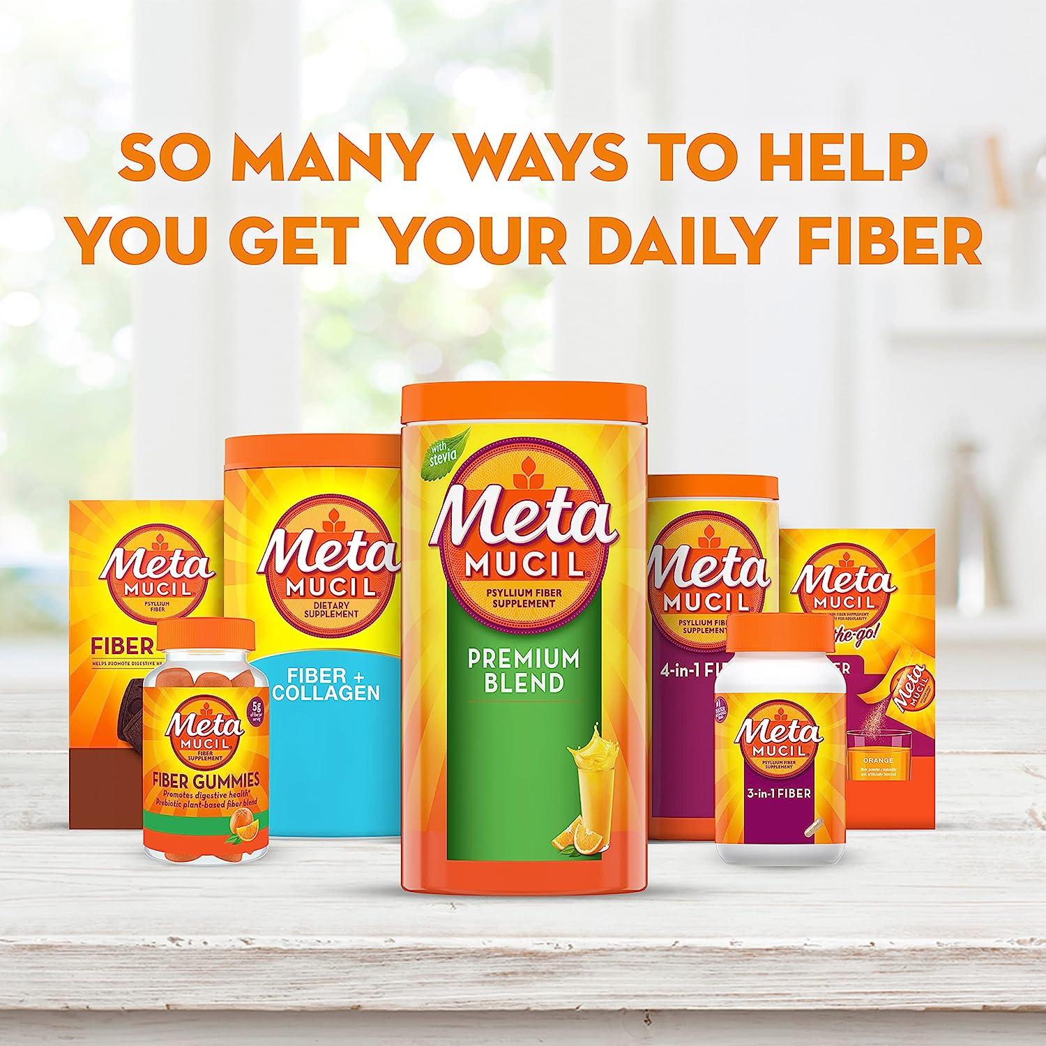 Metamucil Psyllium Husk Fiber Supplement - Plant Based 3-in-1 Digestive ...