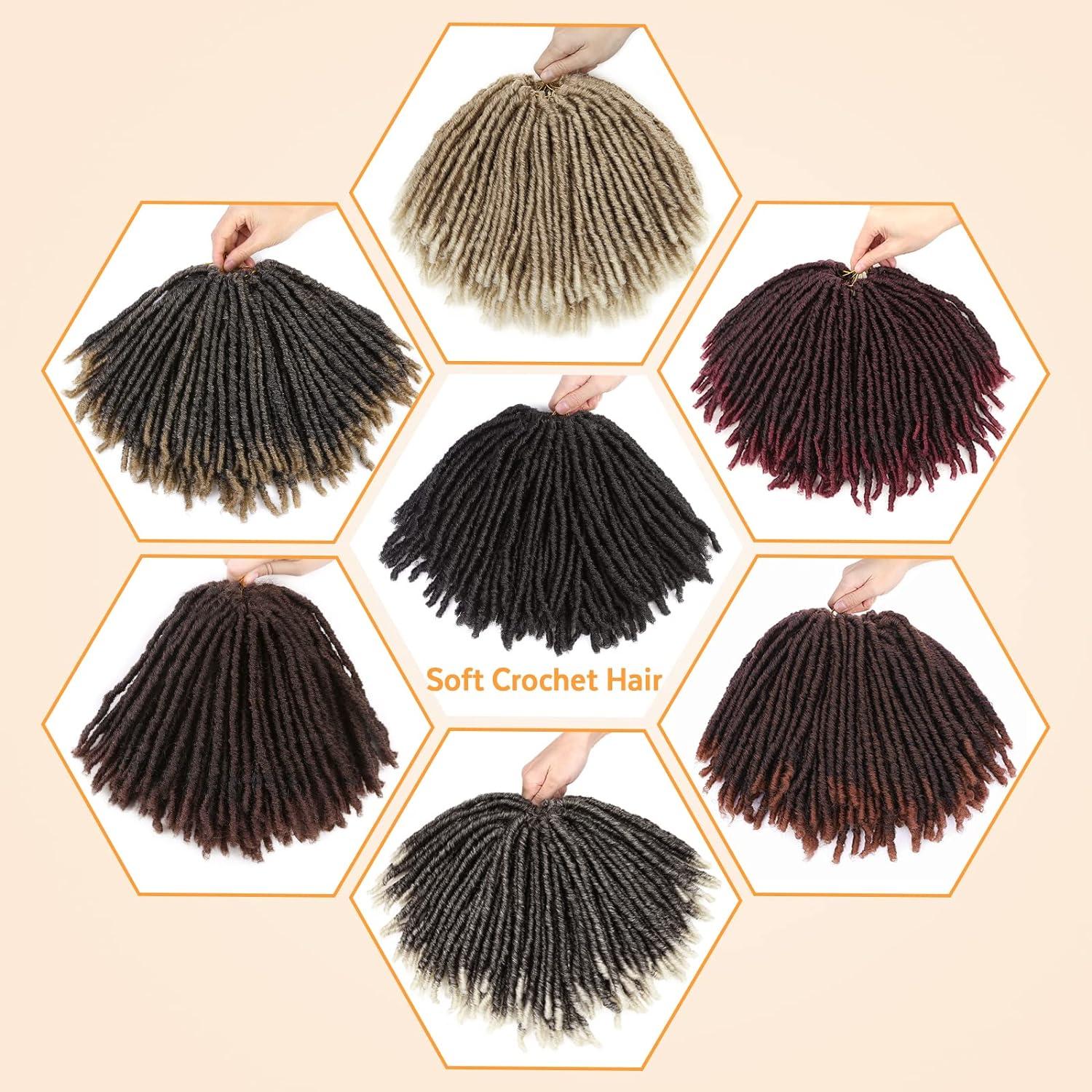 WIGNEE Crochet Faux Locs 8 Soft Pre-Twisted Dreadlock Hair, Ombre 1B/30 - 6 Packs for Black ...