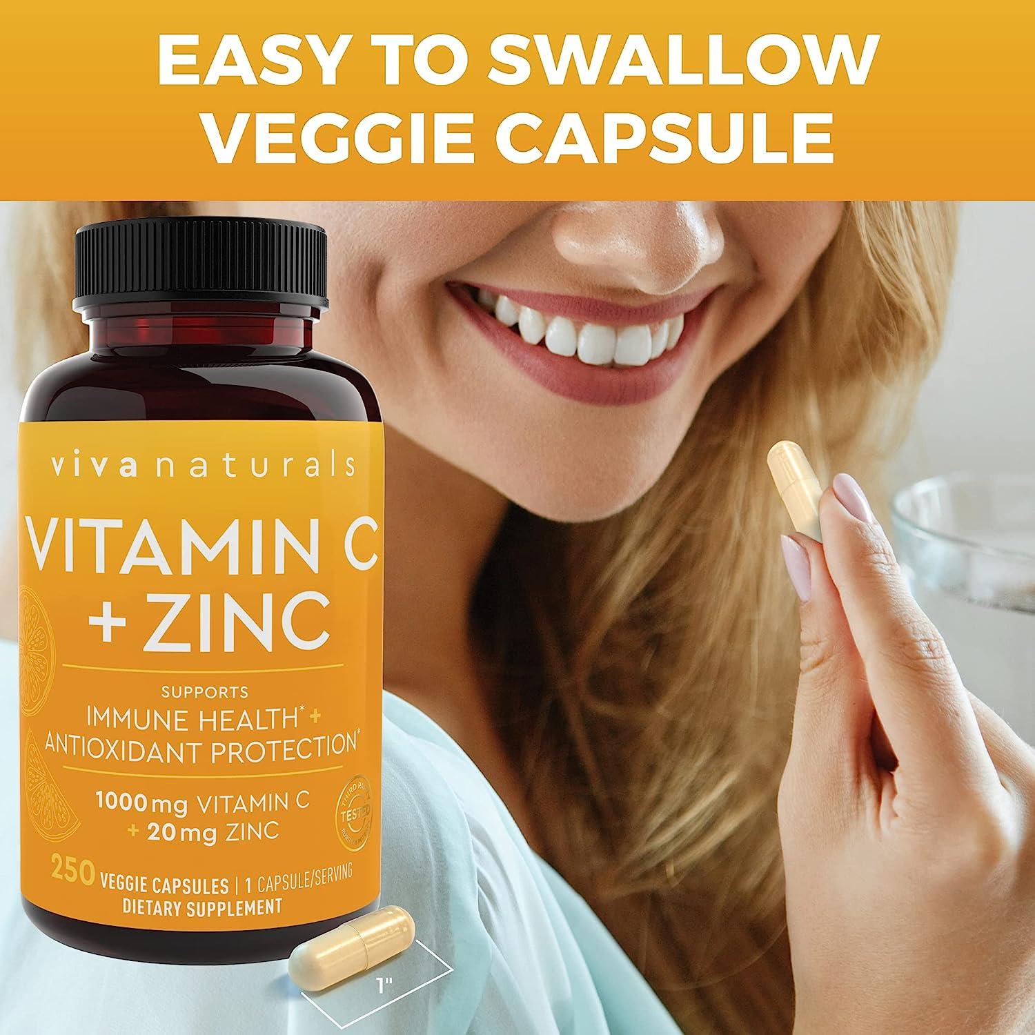 Vitamin C with Zinc 1000mg + 20mg - Immune Support & Antioxidant ...