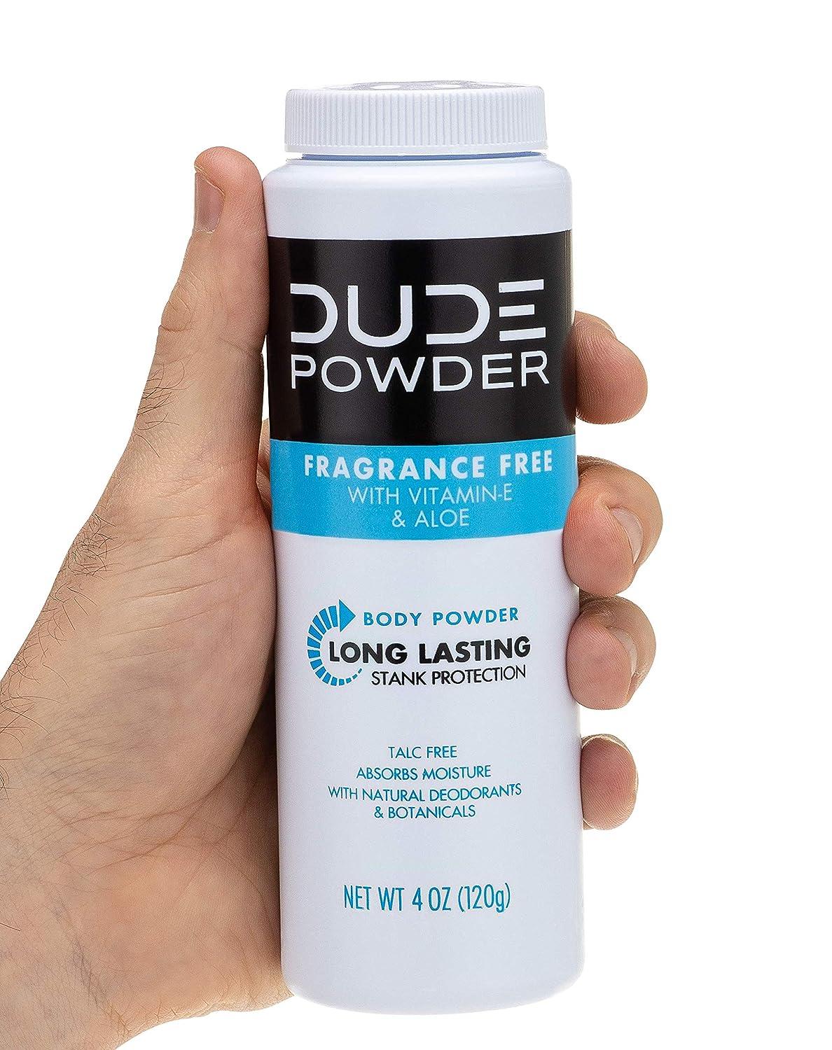 DUDE Body Powder 4oz Fragrance Free with Chamomile & Aloe - Talc & Corn ...